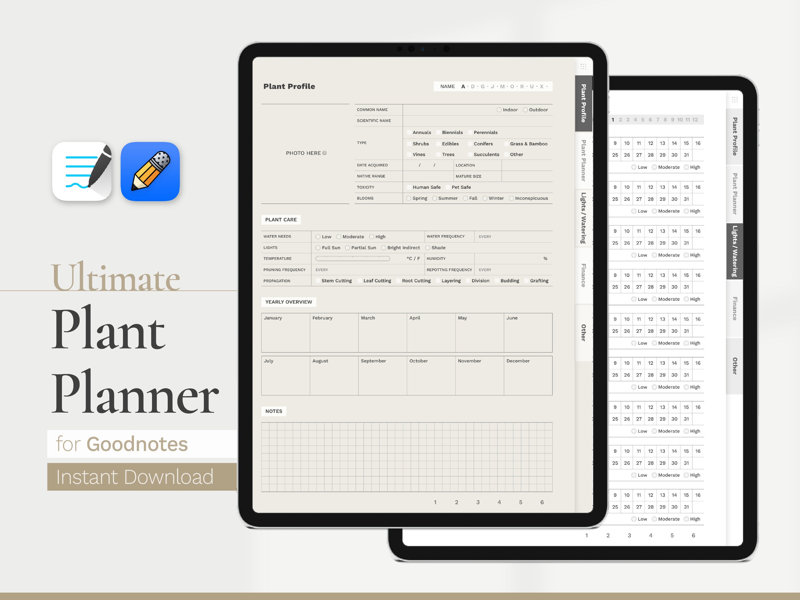 Digital Plant Planner, iPad Garden Planner, Houseplant Journal, Plant ...
