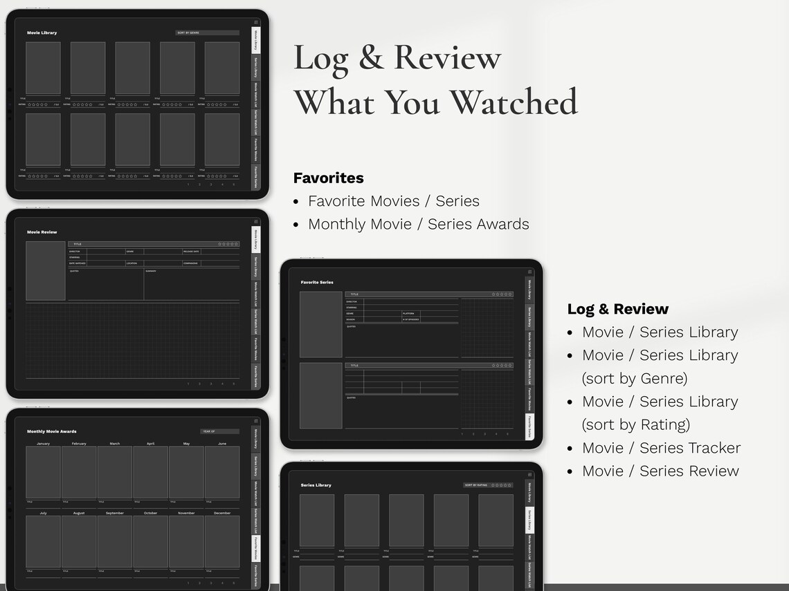 Digital Movie Planner, iPad TV Show Planner, Goodnotes Template ...
