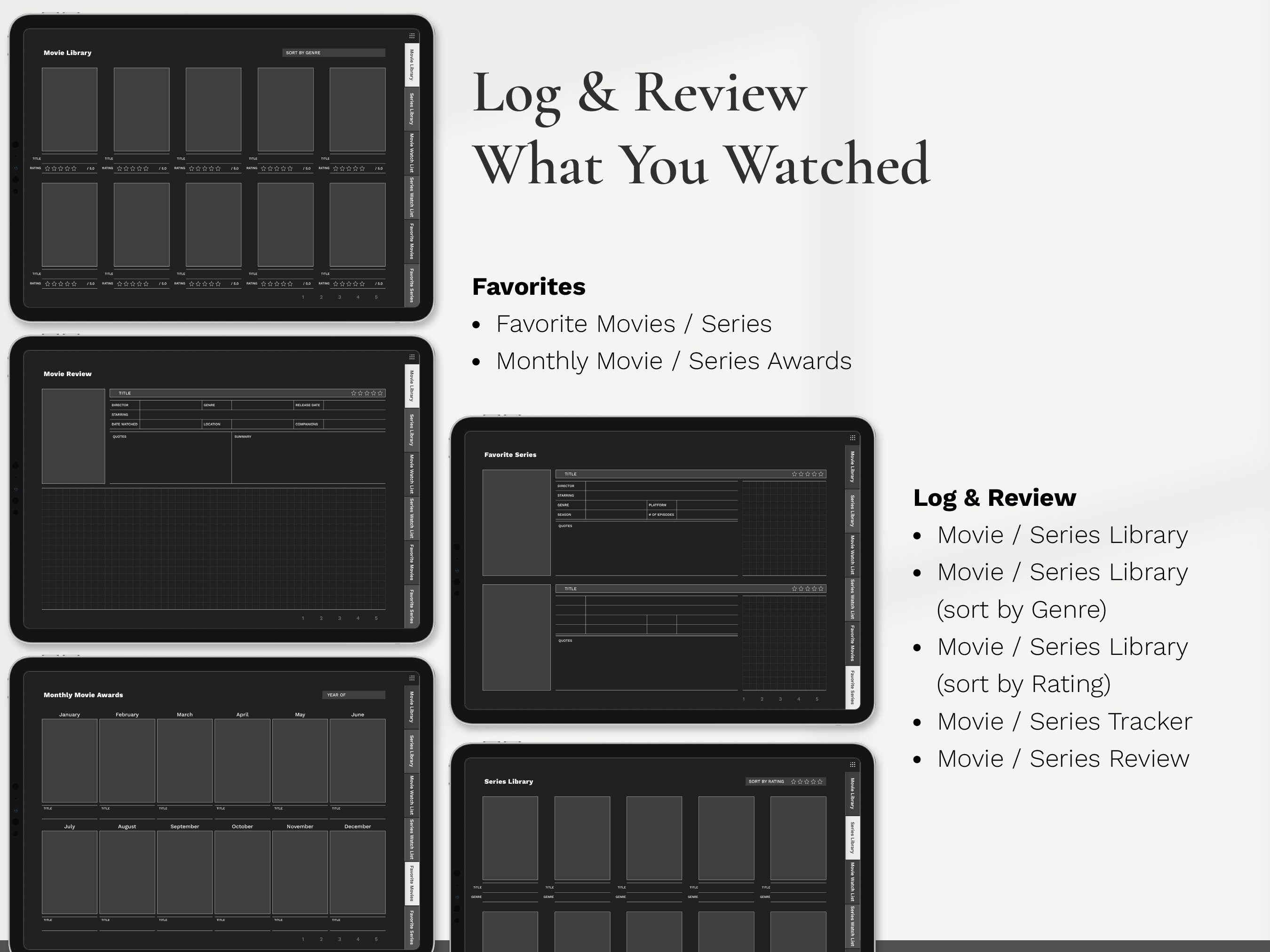 Digital Movie Planner, iPad TV Show Planner, Goodnotes Template ...