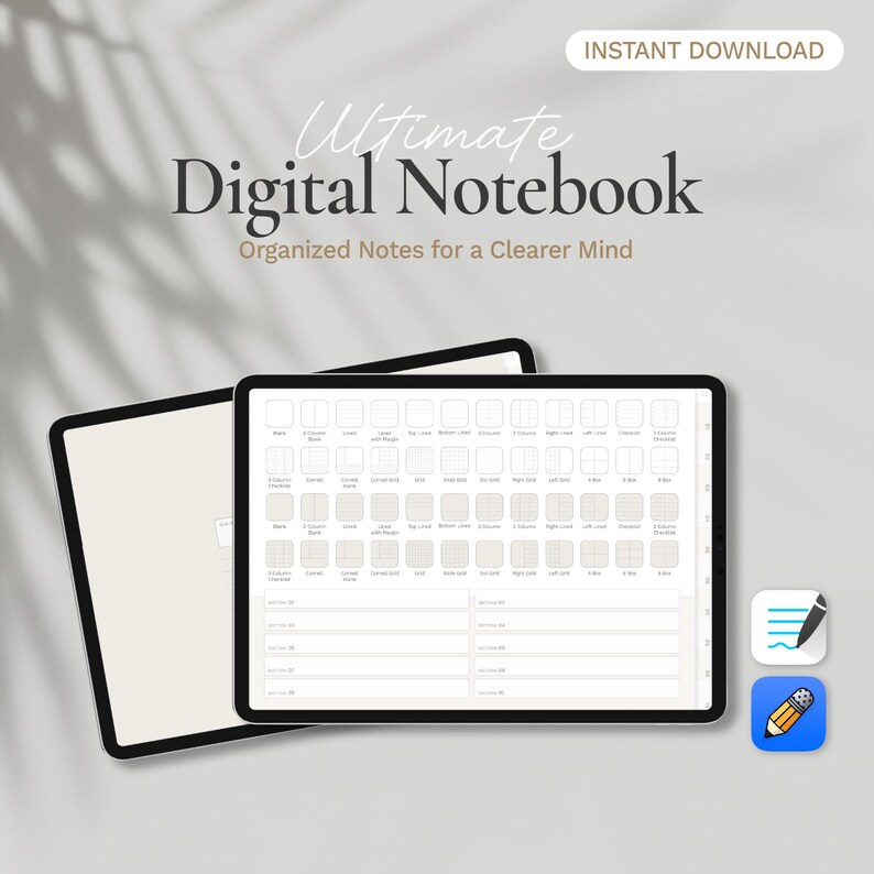 Digital Landscape Note Taking Templates, Goodnotes Notebook, Cornell ...