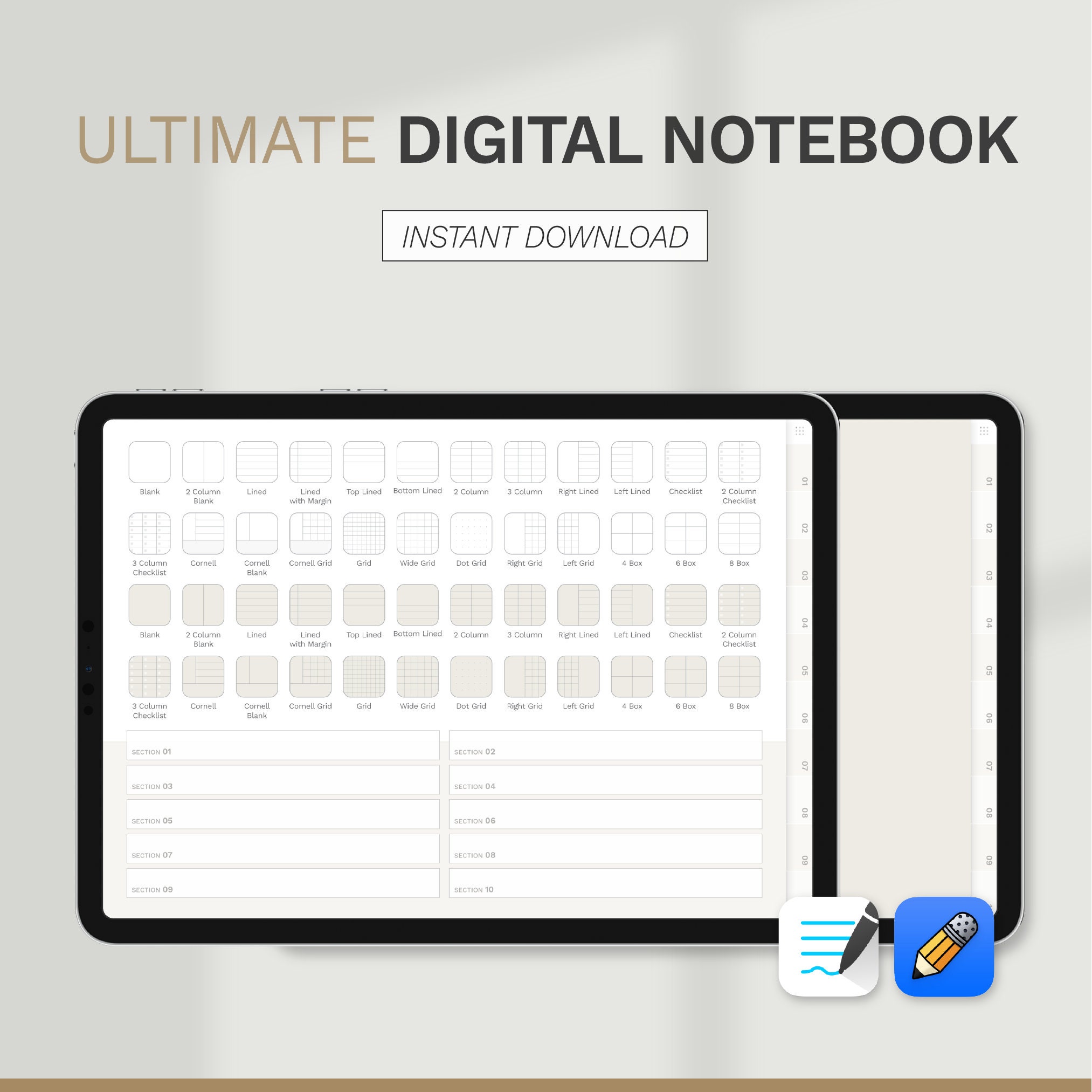 Digital Landscape Note Taking Templates, Goodnotes Notebook, Cornell ...