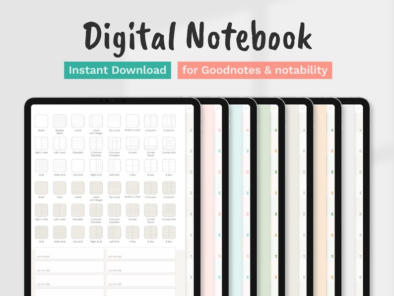 Digital Portrait Note Taking Templates Goodnotes Notebook - Etsy