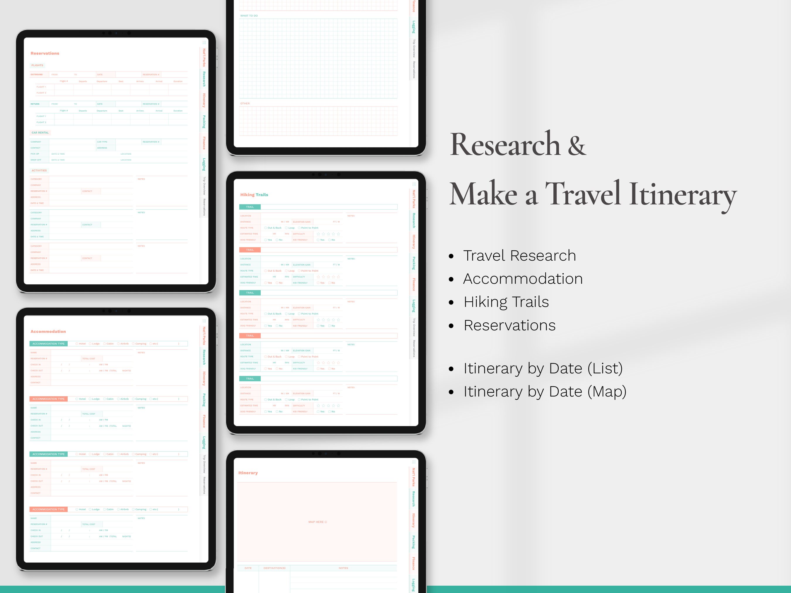 Digital National Parks Travel Planner, iPad Travel Journal, Goodnotes ...