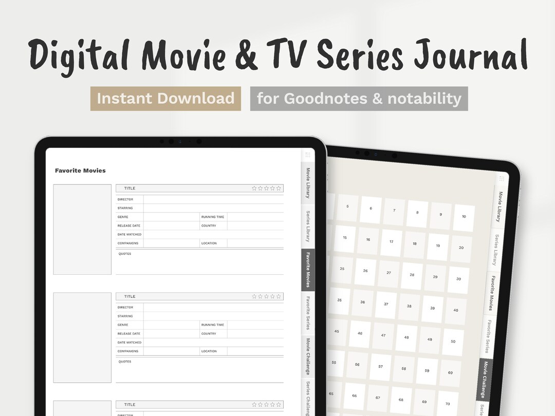 Digital Movie Planner Ipad TV Show Planner Goodnotes - Etsy