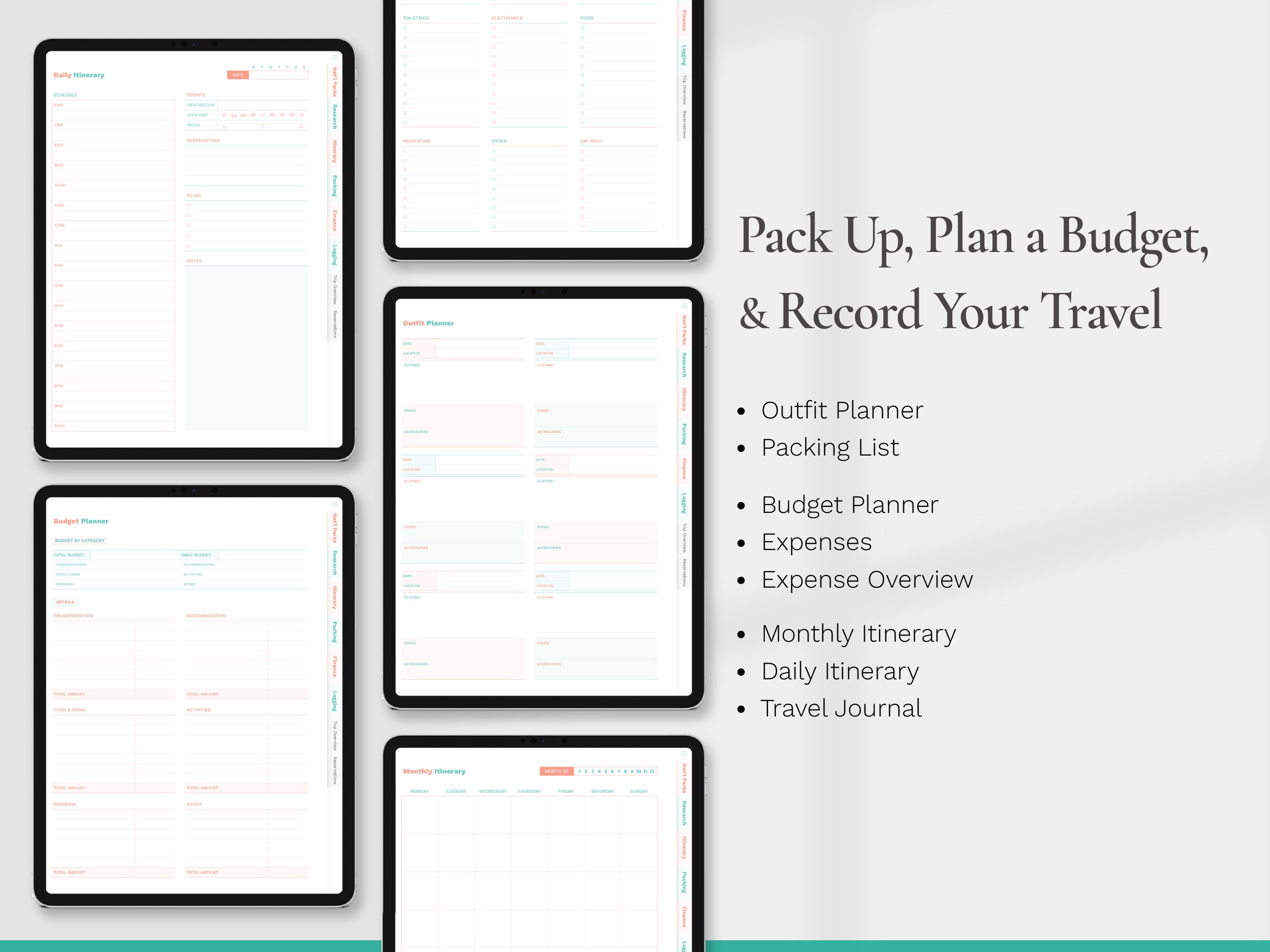 Digital National Parks Travel Planner, iPad Travel Journal, Goodnotes ...