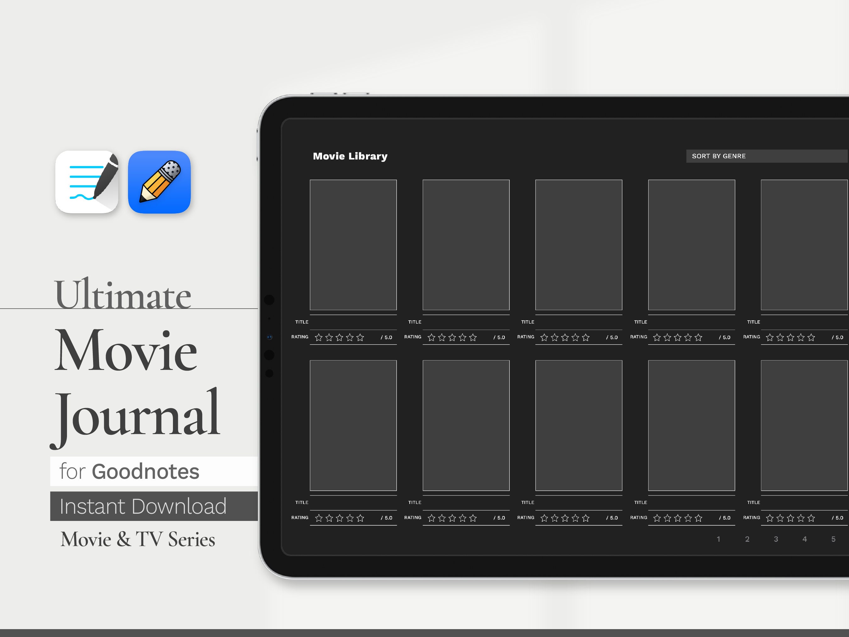 Digital Movie Planner, iPad TV Show Planner, Goodnotes Template ...