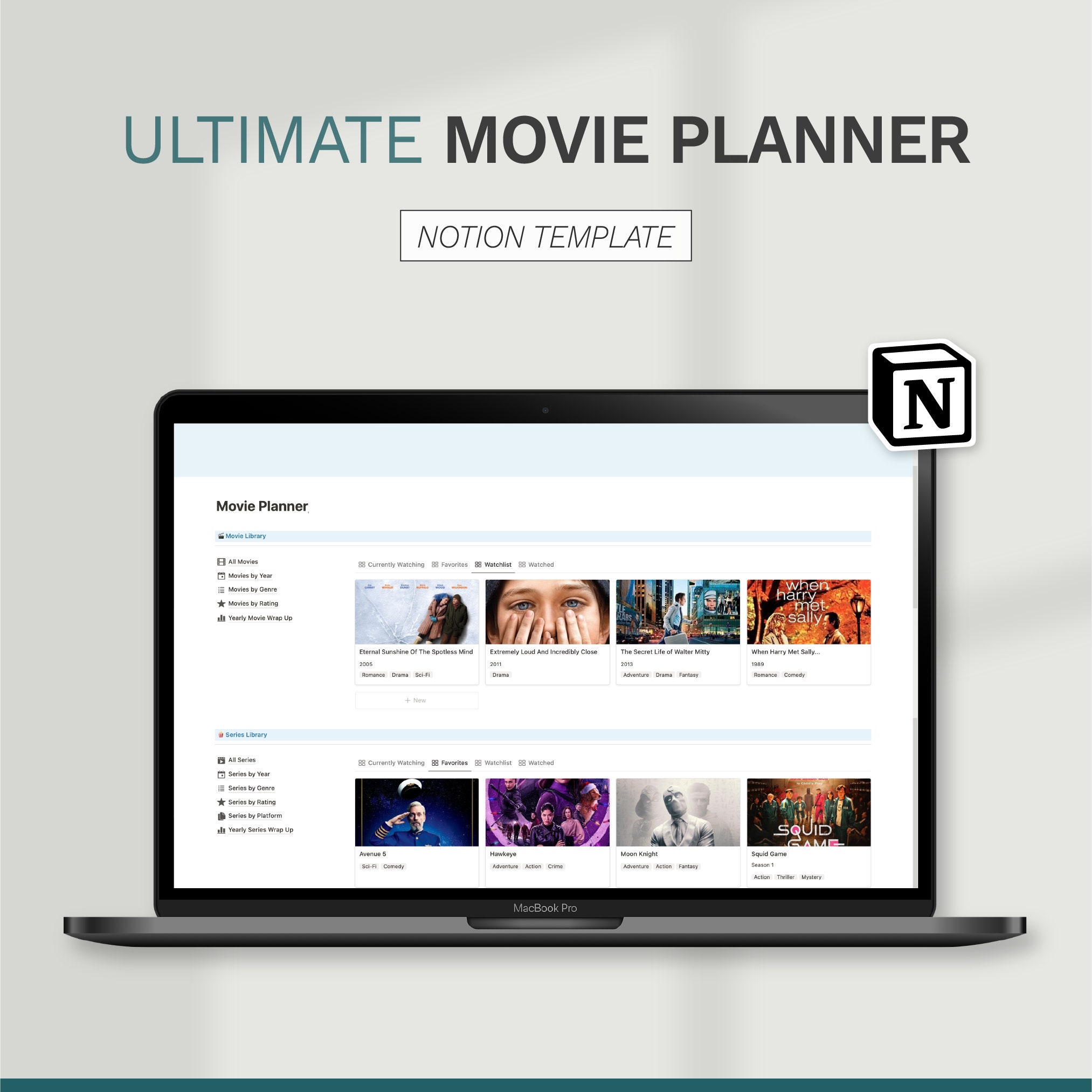 Notion Template Movie Planner, Notion Dashboard, Digital TV Show ...