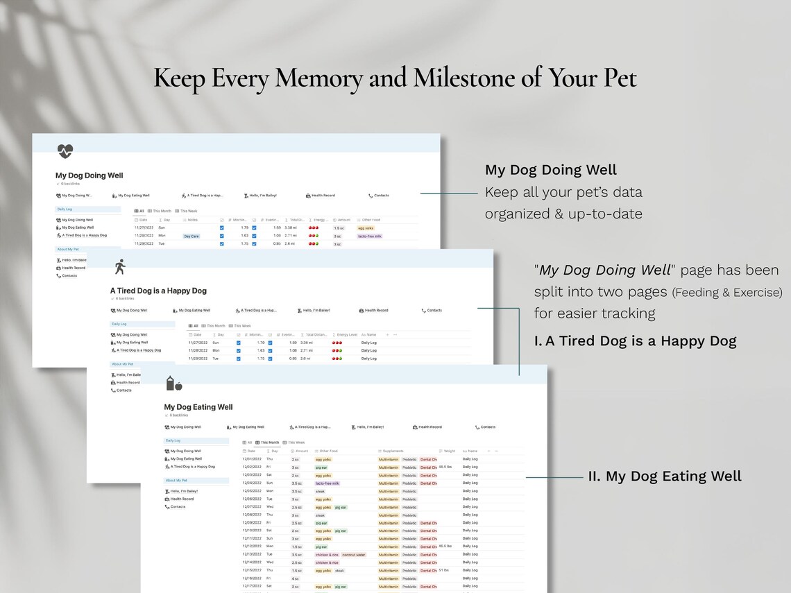 Notion Template Pet Planner, Notion Dashboard, Digital Dog Care Journal ...