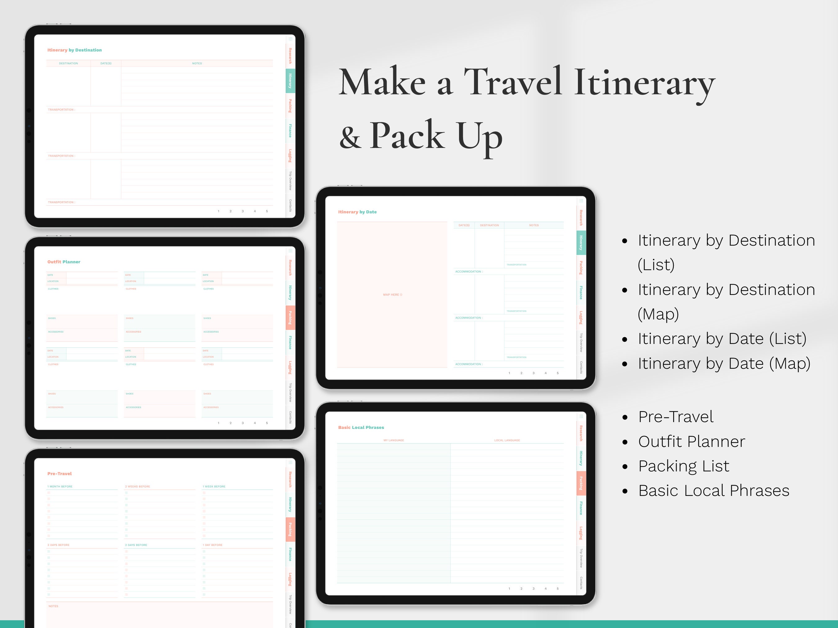 Digital Travel Planner Travel Journal iPad Budget Planner - Etsy