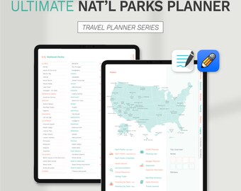 Digital National Parks Travel Planner, iPad Travel Journal, Goodnotes ...