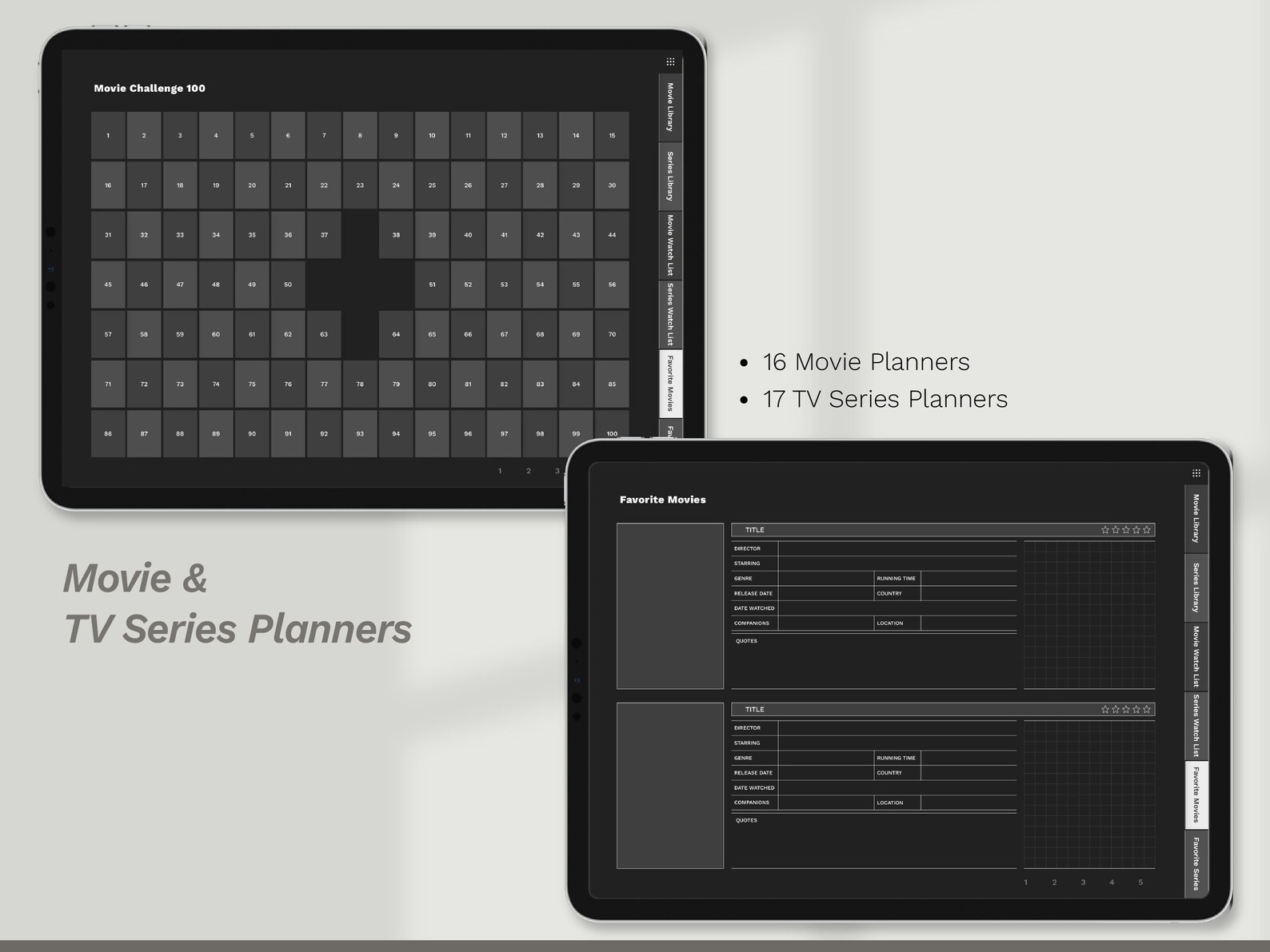 Digital Movie Planner, iPad TV Show Planner, Goodnotes Template ...