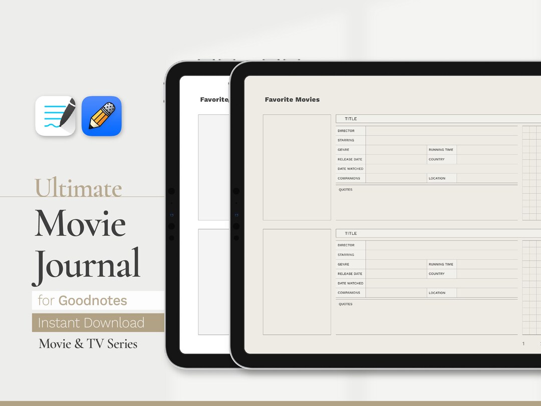 Digital Movie Planner iPad TV Show Planner Goodnotes - Etsy