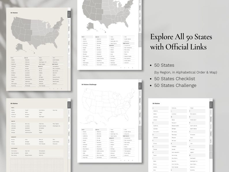 Digital USA Travel Planner - 50 States Map Checklist, Goodnotes ...