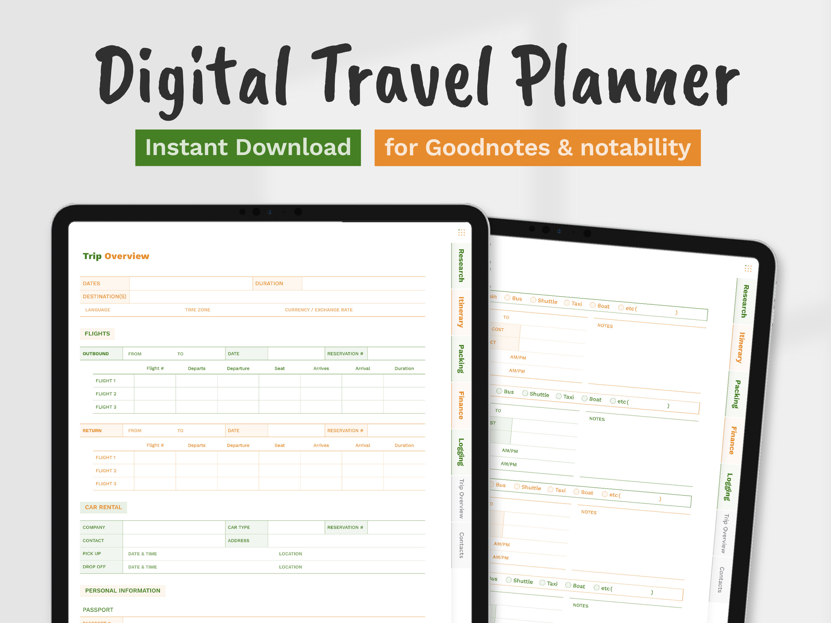 Digital Travel Planner Travel Journal Ipad Budget Planner - Etsy