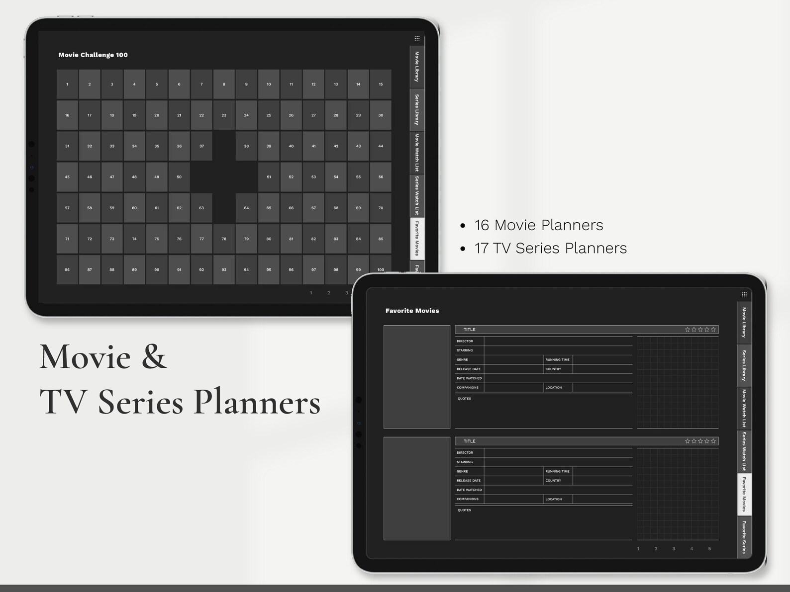 Digital Movie Planner, iPad TV Show Planner, Goodnotes Template ...
