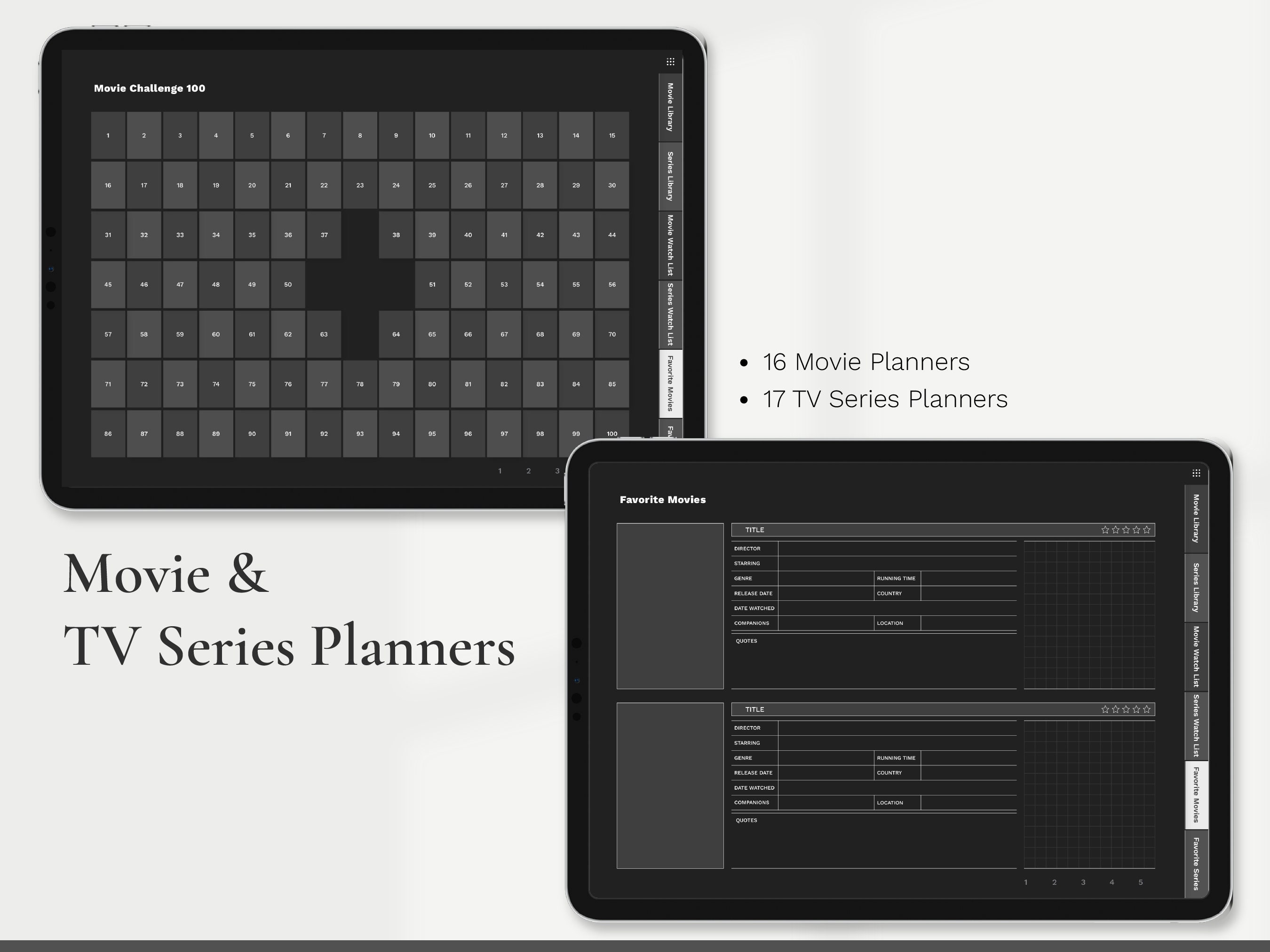 Digital Movie Planner, iPad TV Show Planner, Goodnotes Template ...