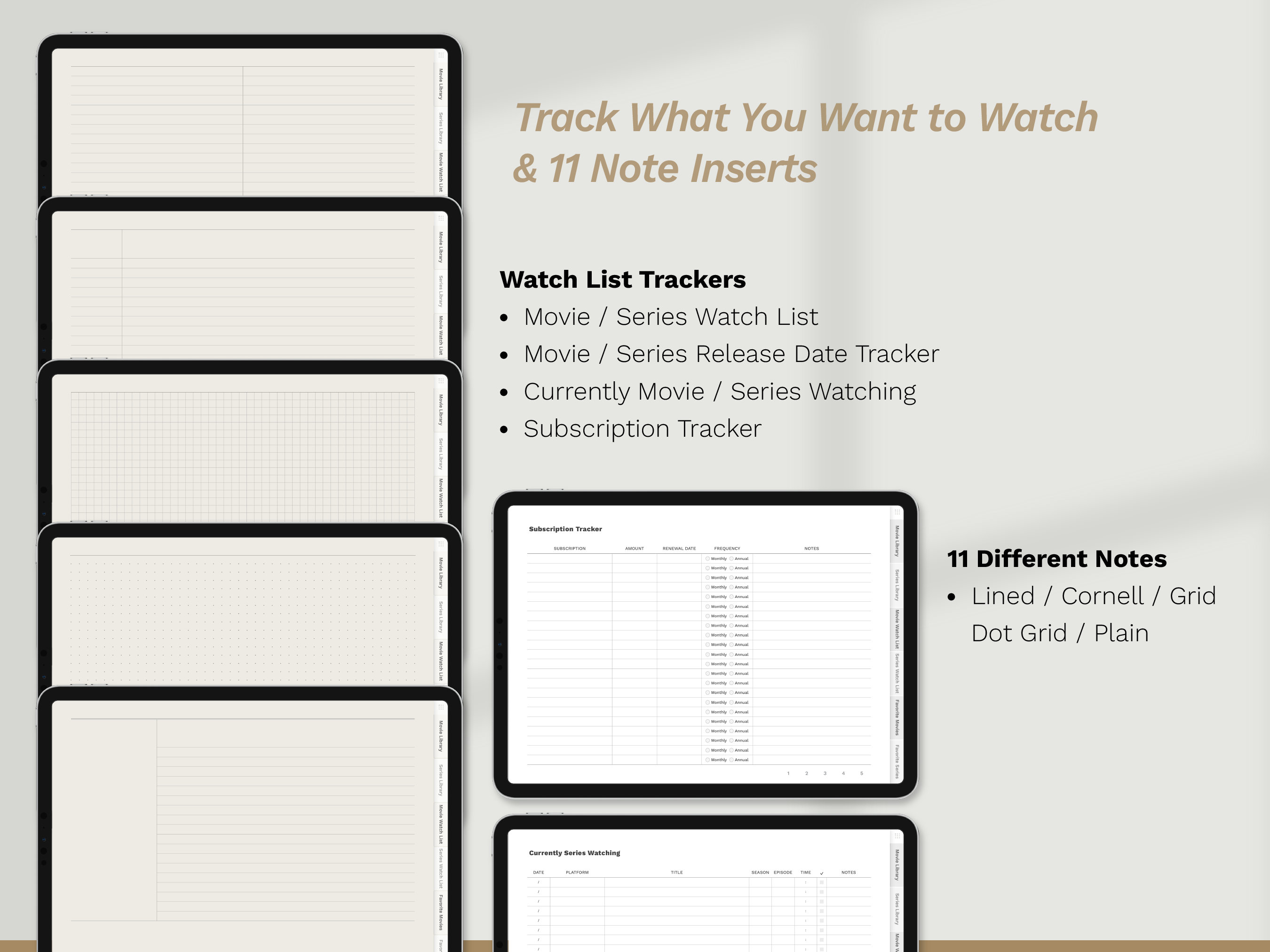 Digital Movie Planner, iPad TV Show Planner, Goodnotes Template ...