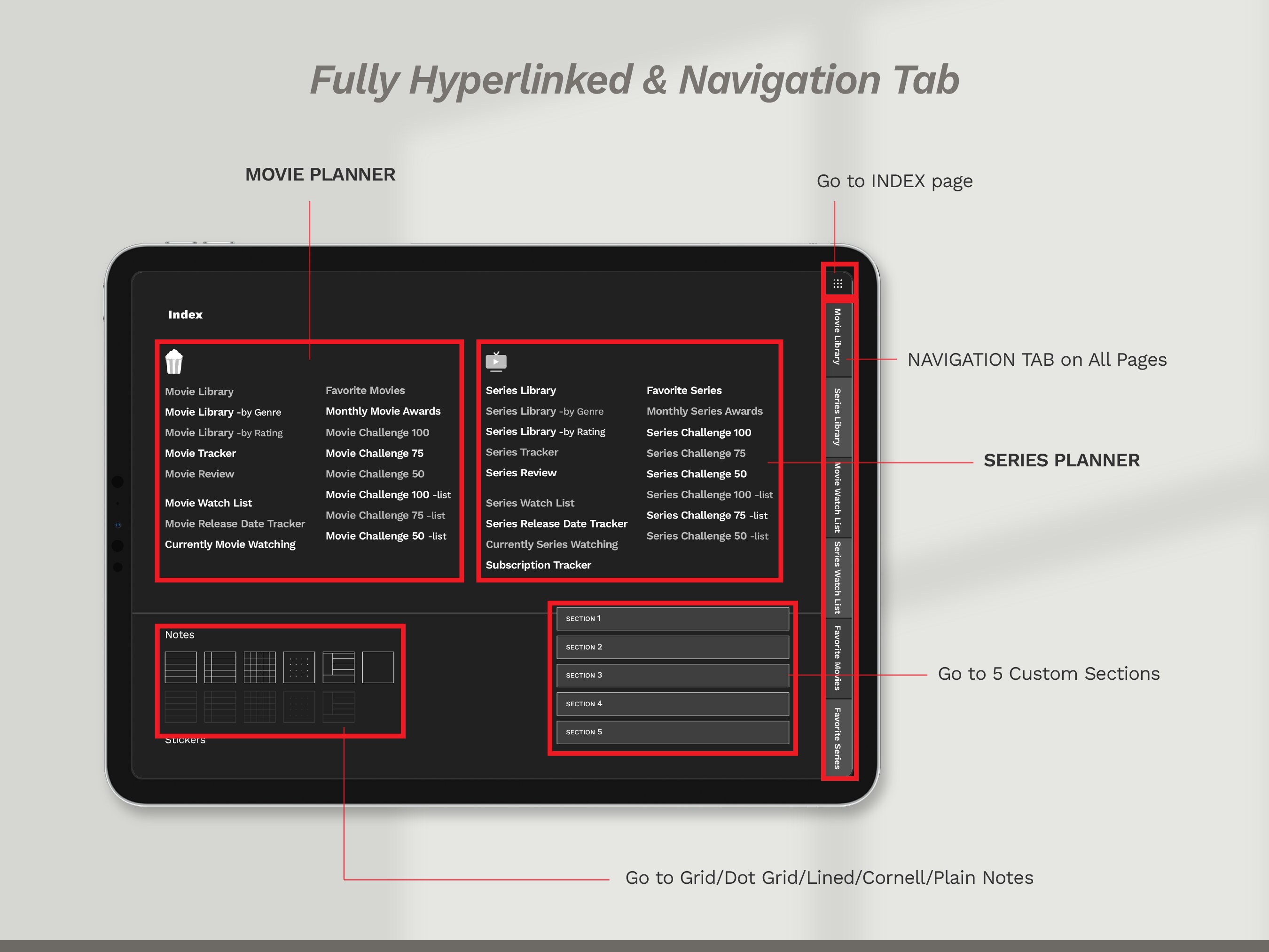 Digital Movie Planner, iPad TV Show Planner, Goodnotes Template ...