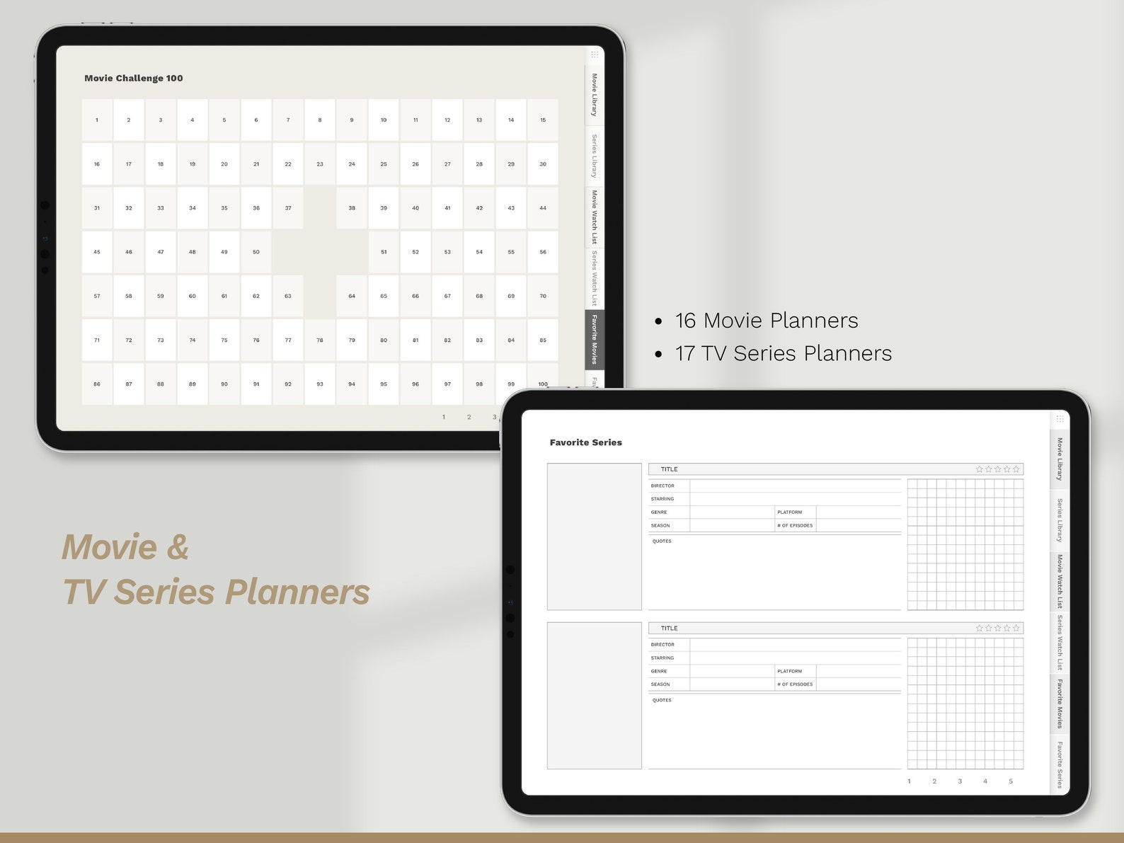 Digital Movie Planner, iPad TV Show Planner, Goodnotes Template ...