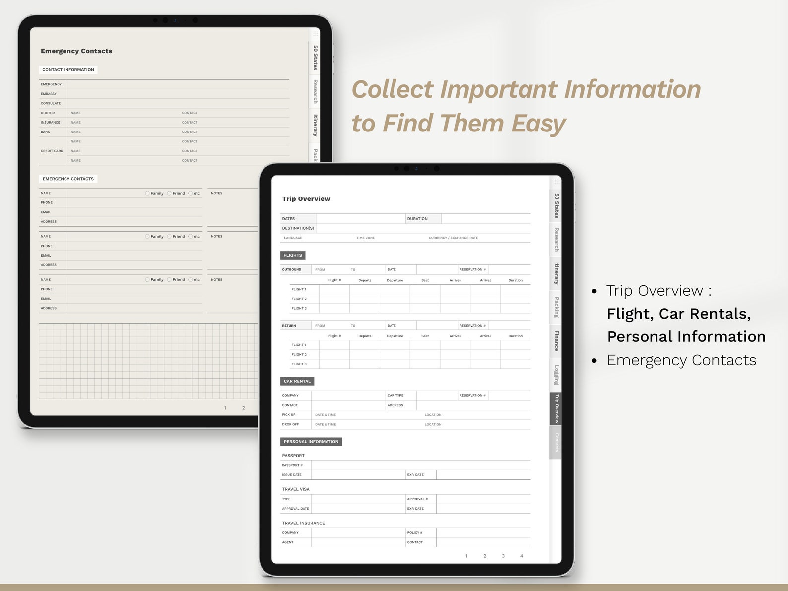 Digital USA Travel Planner, 50 States Challenge Map, iPad Travel ...