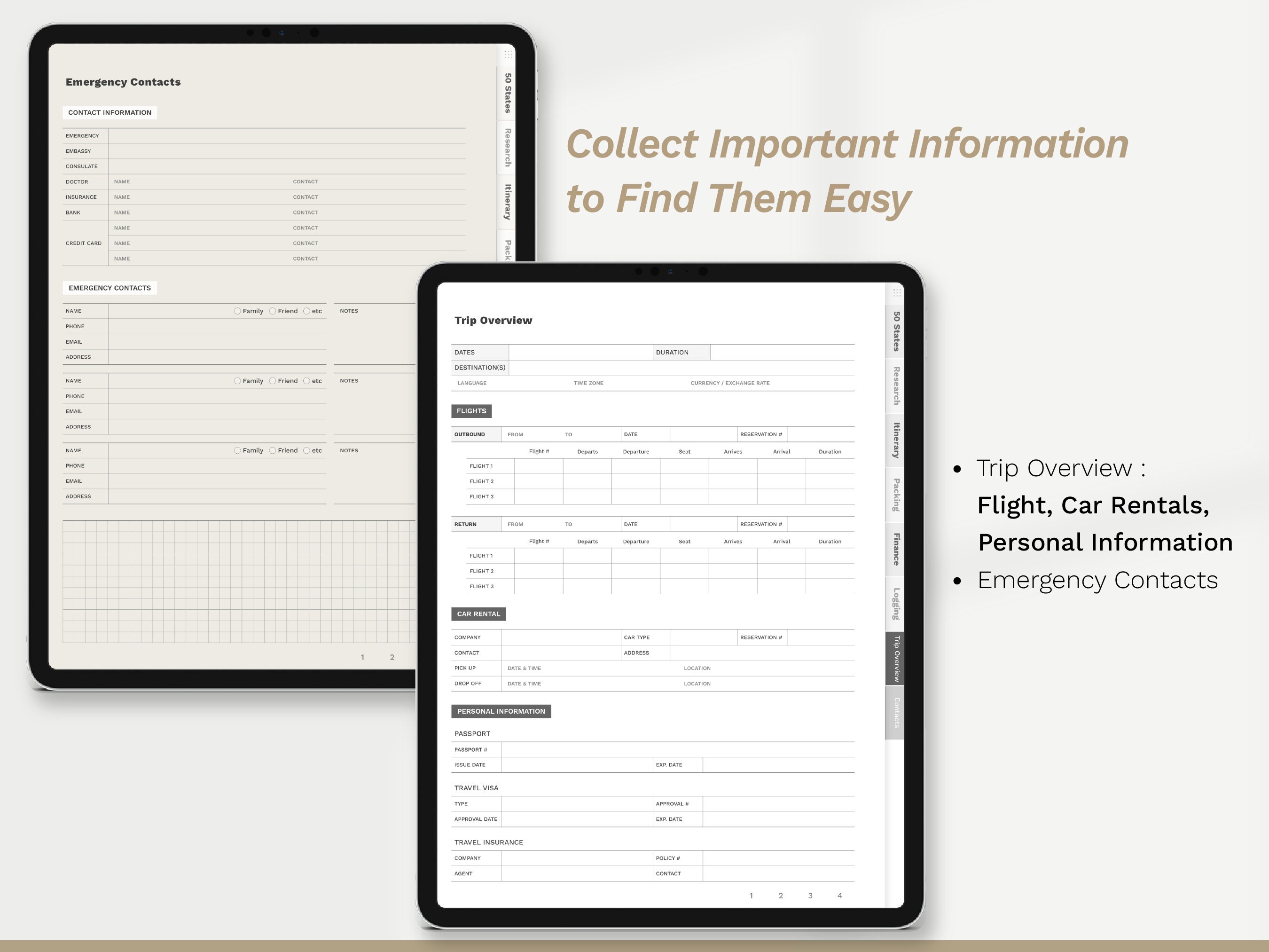 Digital USA Travel Planner, 50 States Challenge Map, iPad Travel ...