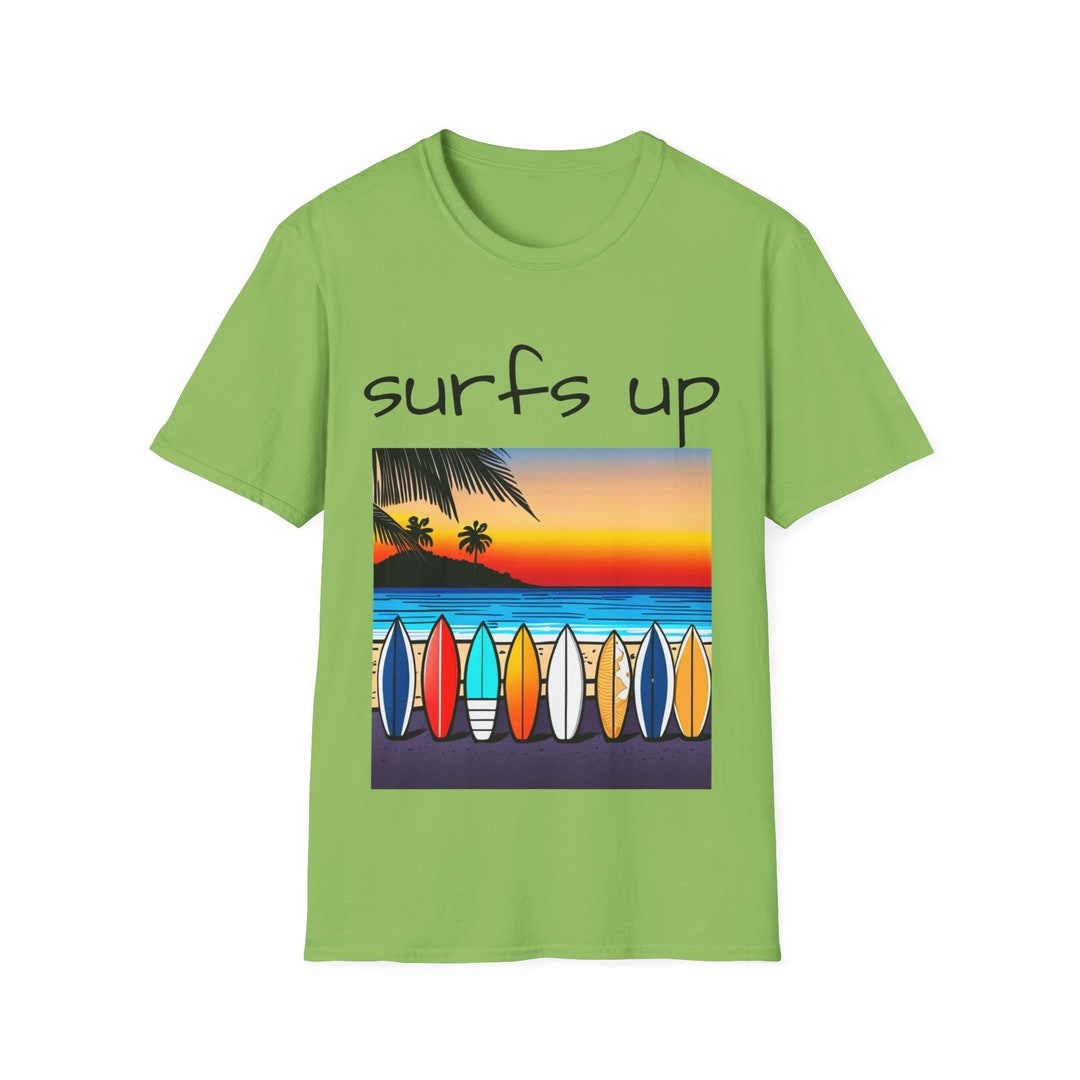 Surfing T-shirt Surfs up - Unisex Softstyle Tee, Perfect for Beach ...