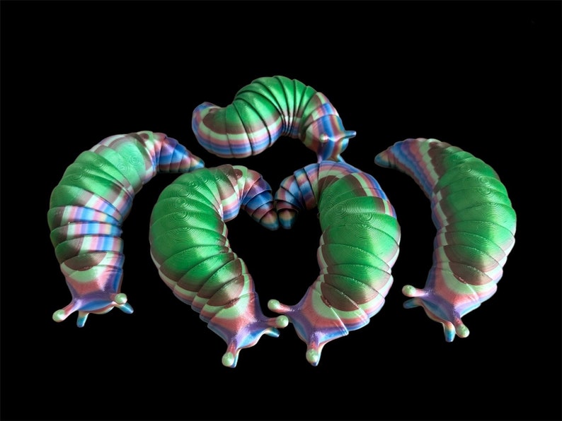 Slinky Slugs Rare Rainbow Silk Tik Tok Slugs Articulated Slugs Large ...