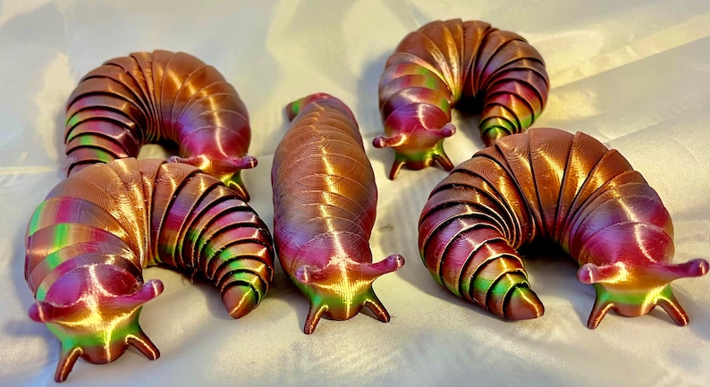 Slinky Slugs Rare Rainbow Silk Tik Tok Slugs Articulated Slugs Large ...
