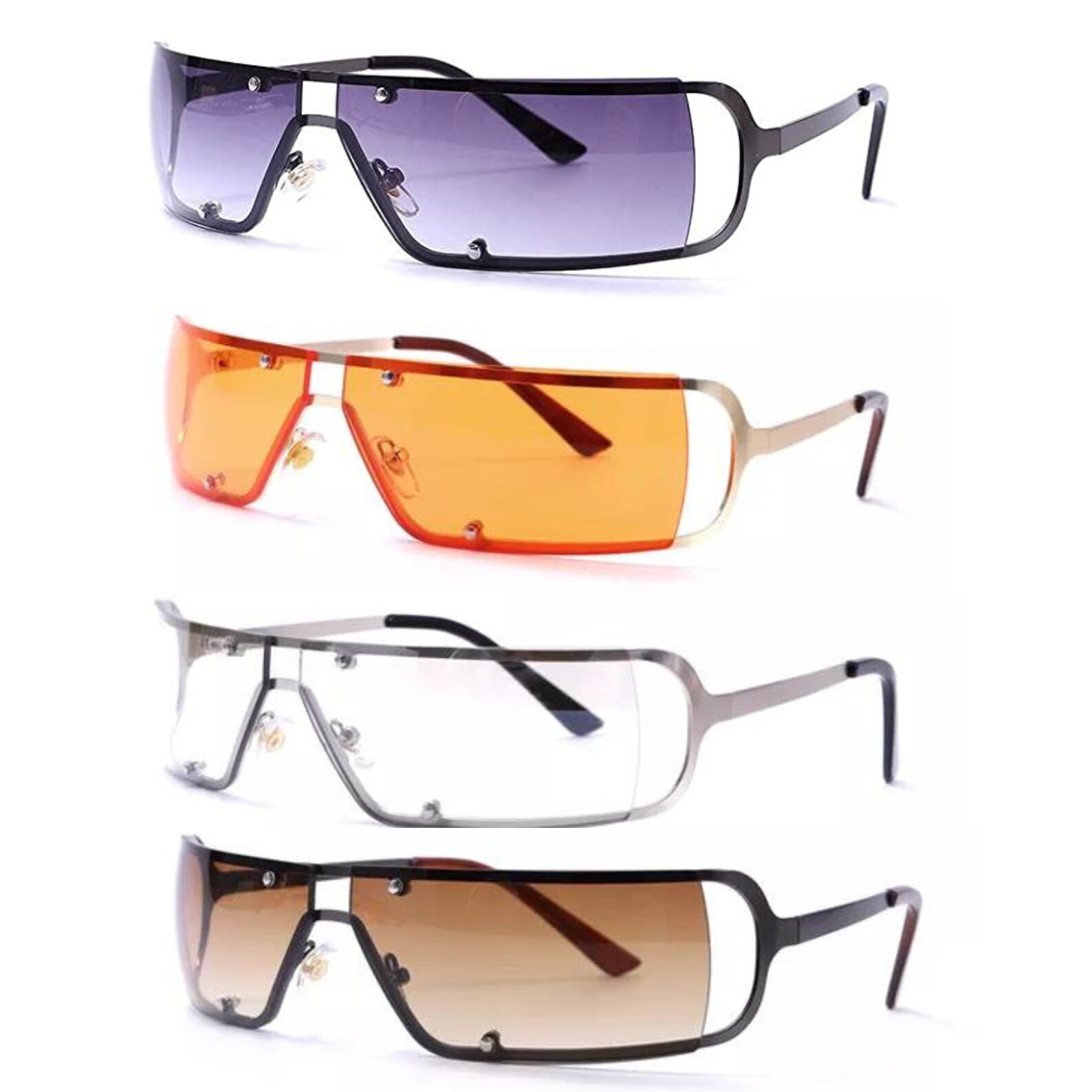 Wrap Around Sunglasses Rimless Wrap Sunglasses Y2k - Etsy