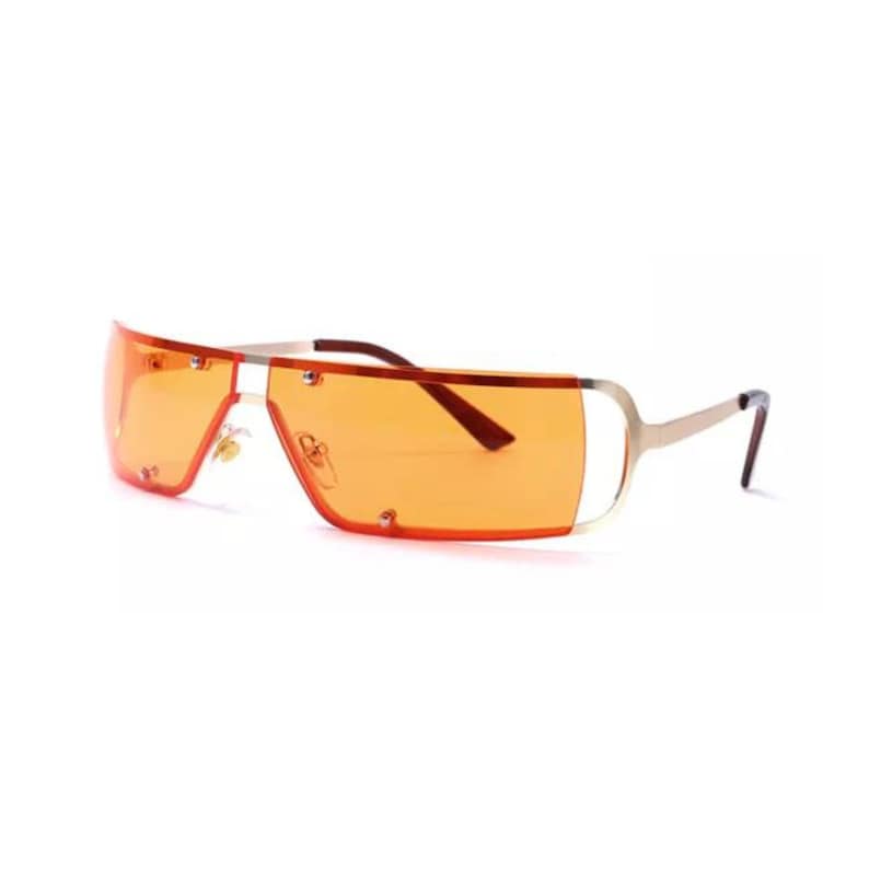 Wrap Around Sunglasses Rimless Wrap Sunglasses Y2k - Etsy