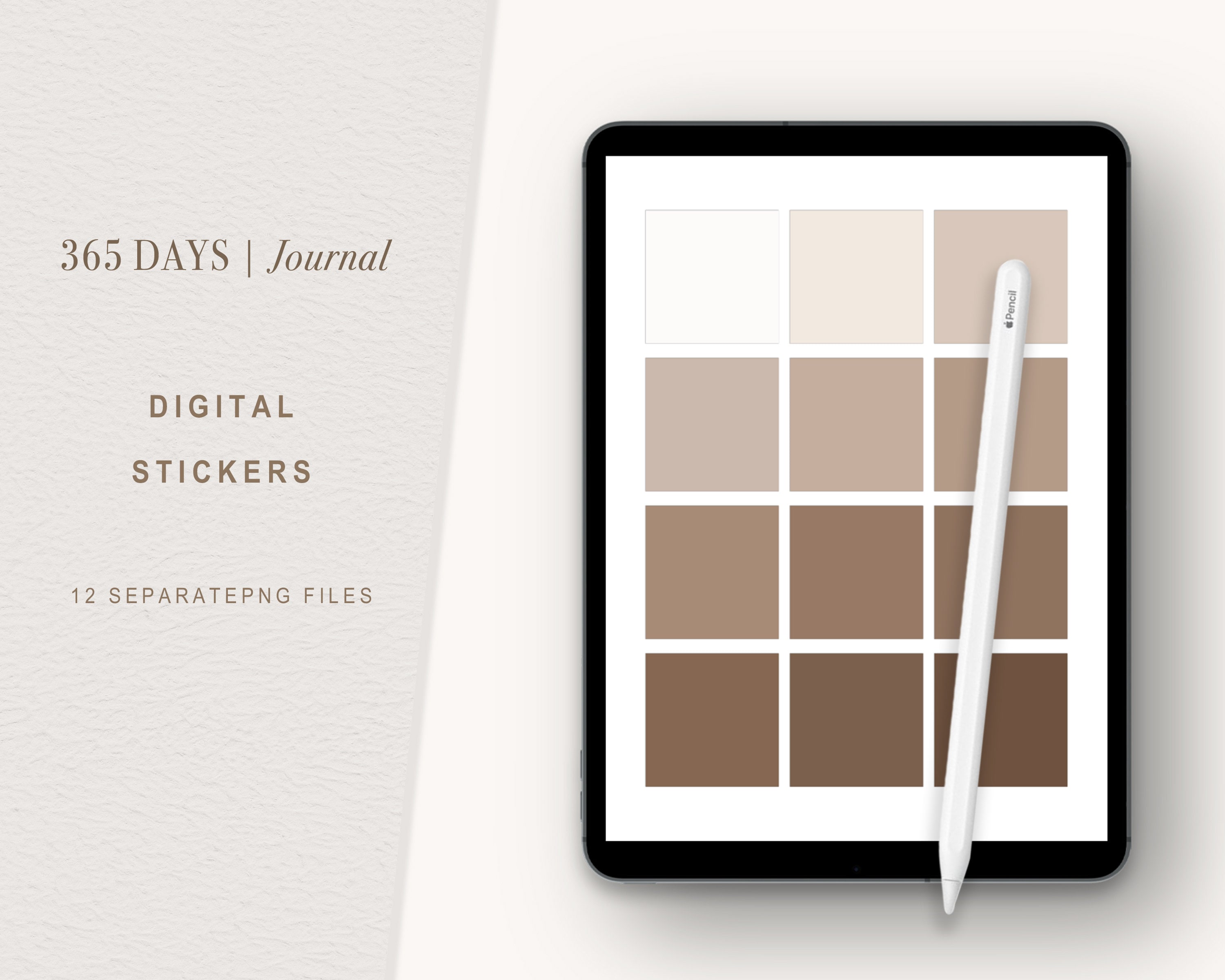 365 Days Journal Digital Planner Neutral Tones Elegant & Minimalistic ...