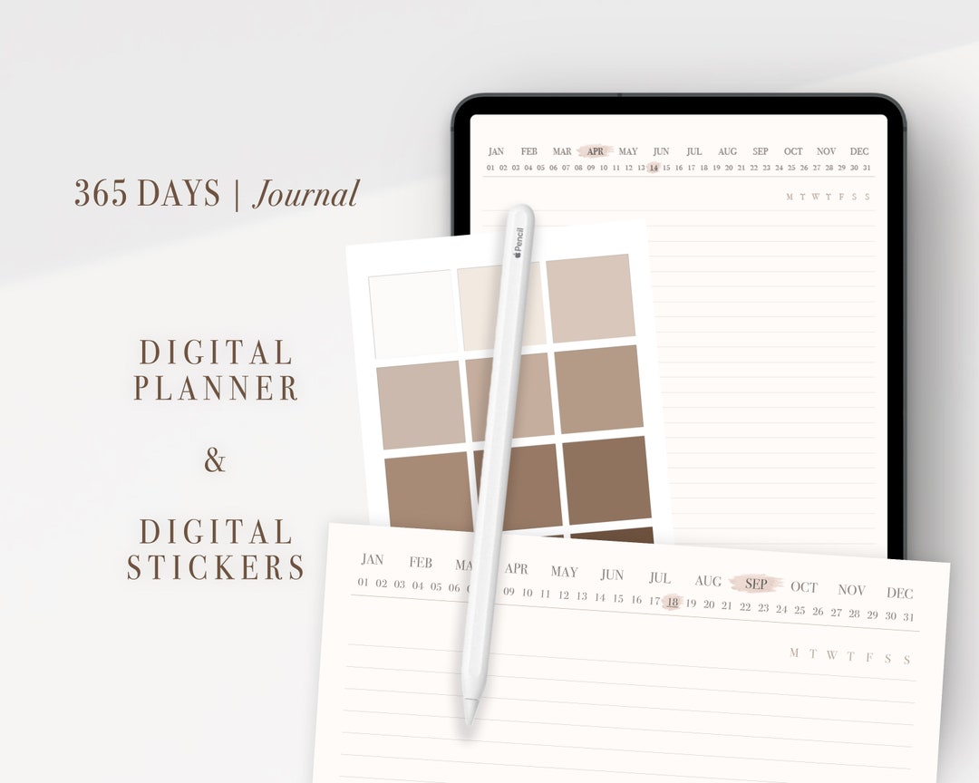 365 Days | Journal - Digital Planner - Neutral Tones - Elegant ...