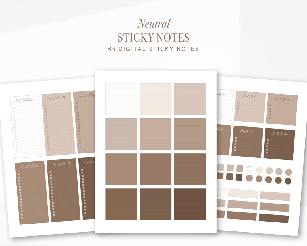 Digital STICKY NOTES | Neutral ∞ Digital Stickers for Digital Notebooks ...