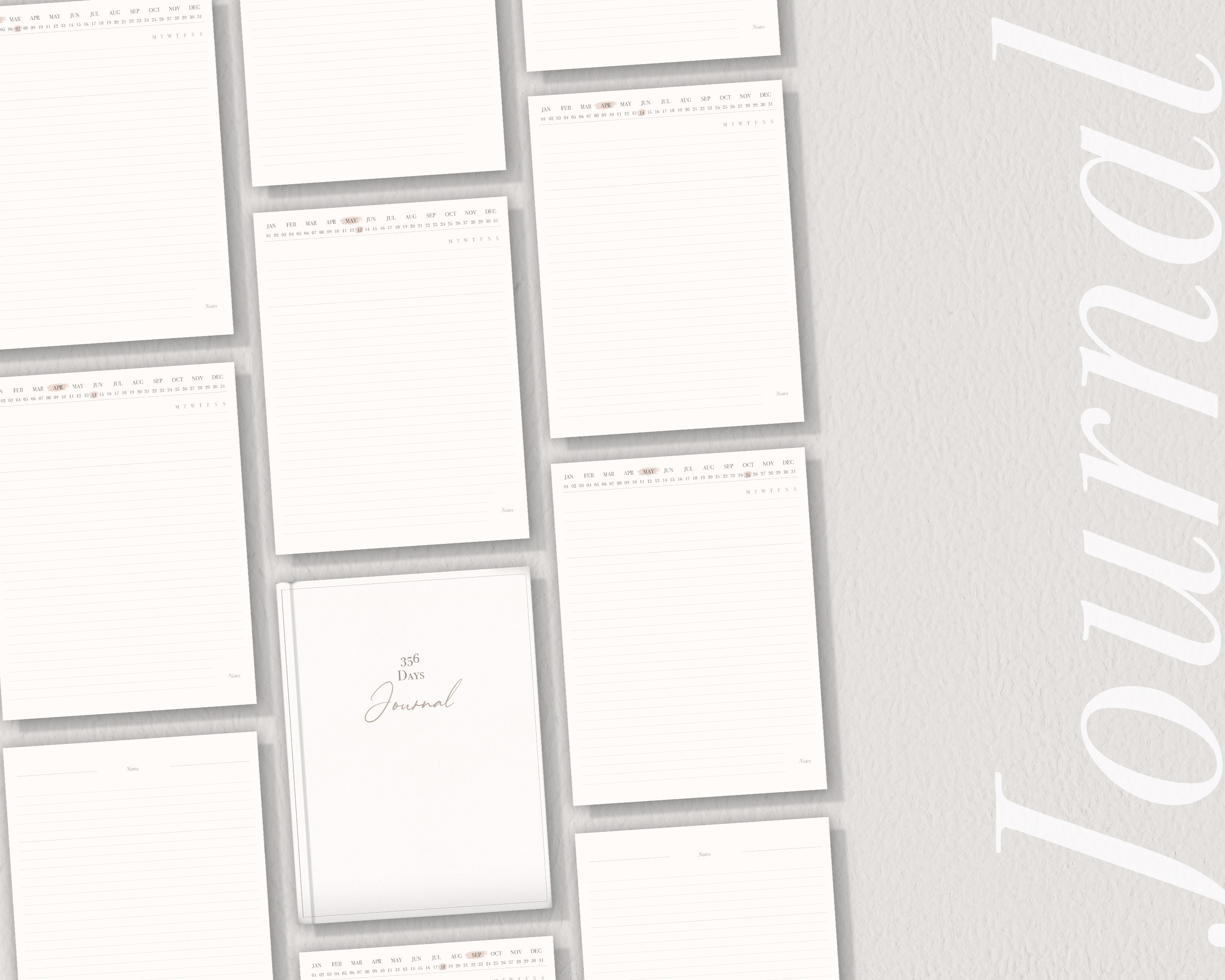 365 Days Journal Digital Planner Neutral Tones Elegant & Minimalistic ...