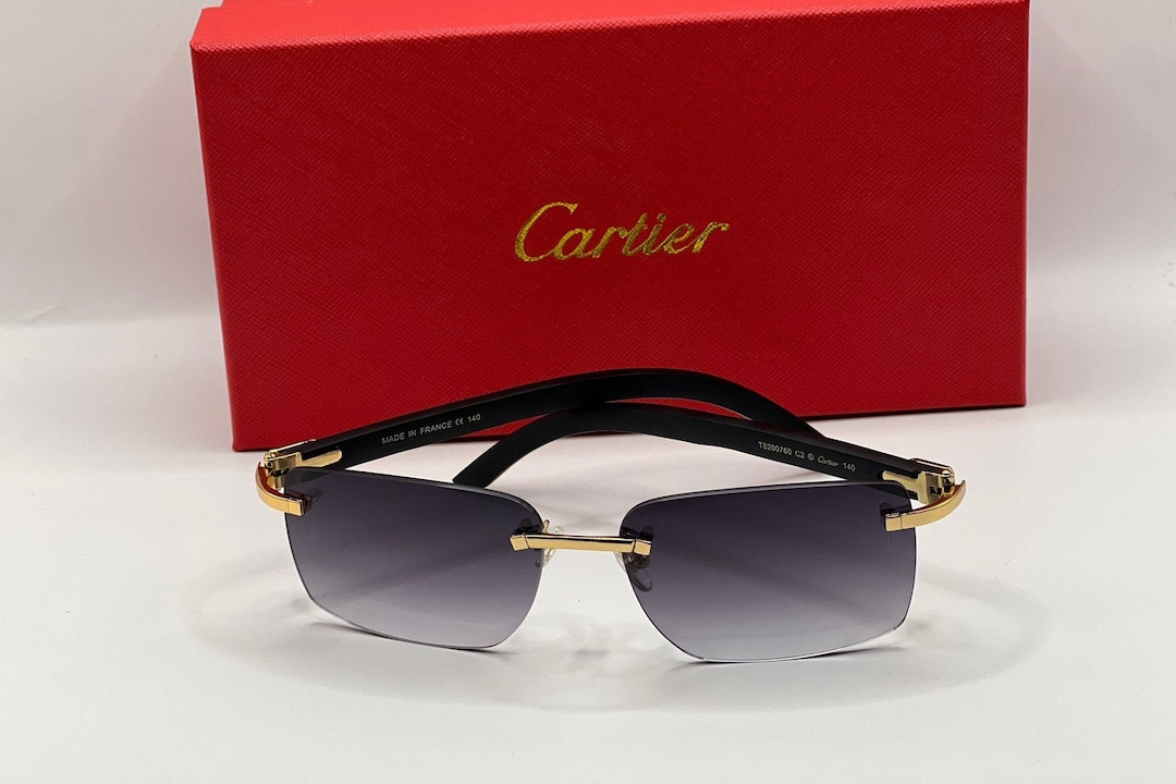 Cartier Buff Spider Sunglasses Black Wooden Temple & Gold - Etsy
