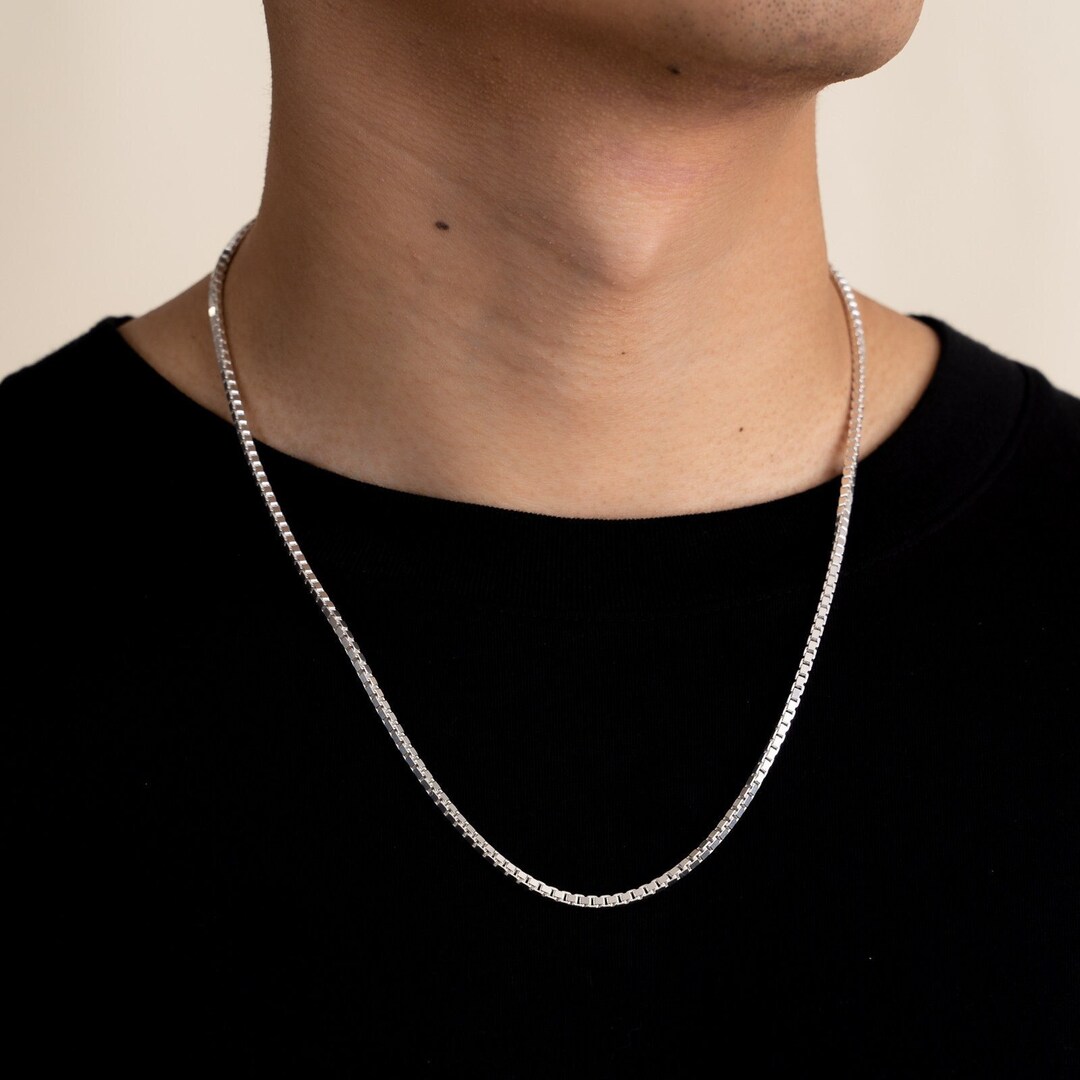 Sterling Silver Box Chain | 2.5 Mm Silver Necklace | Mens Necklace ...