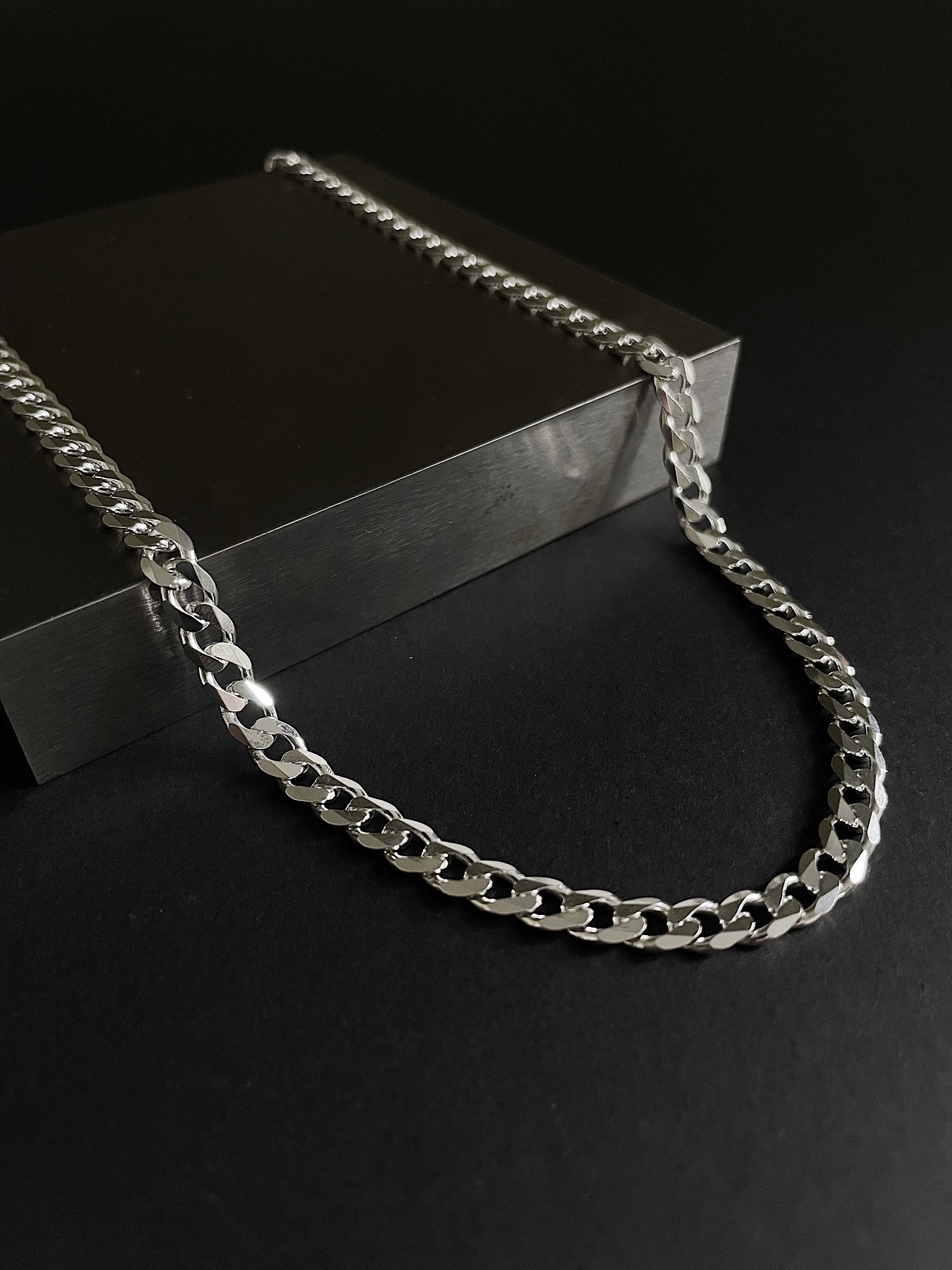 925 Sterling Silver 5.5 Mm Curb Chain Silver Men's - Etsy