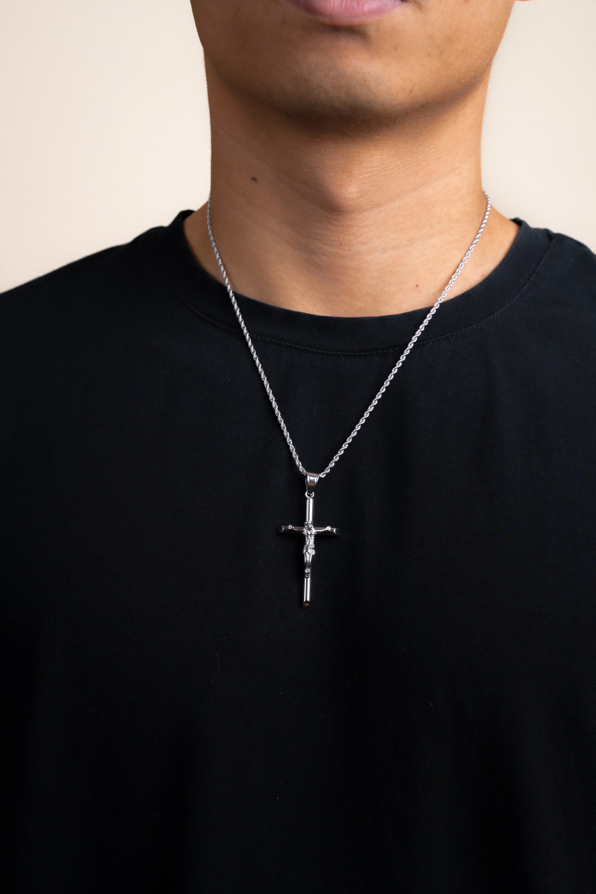 Stainless Steel Silver Cross Necklace Silver Cross Pendant, Silver ...