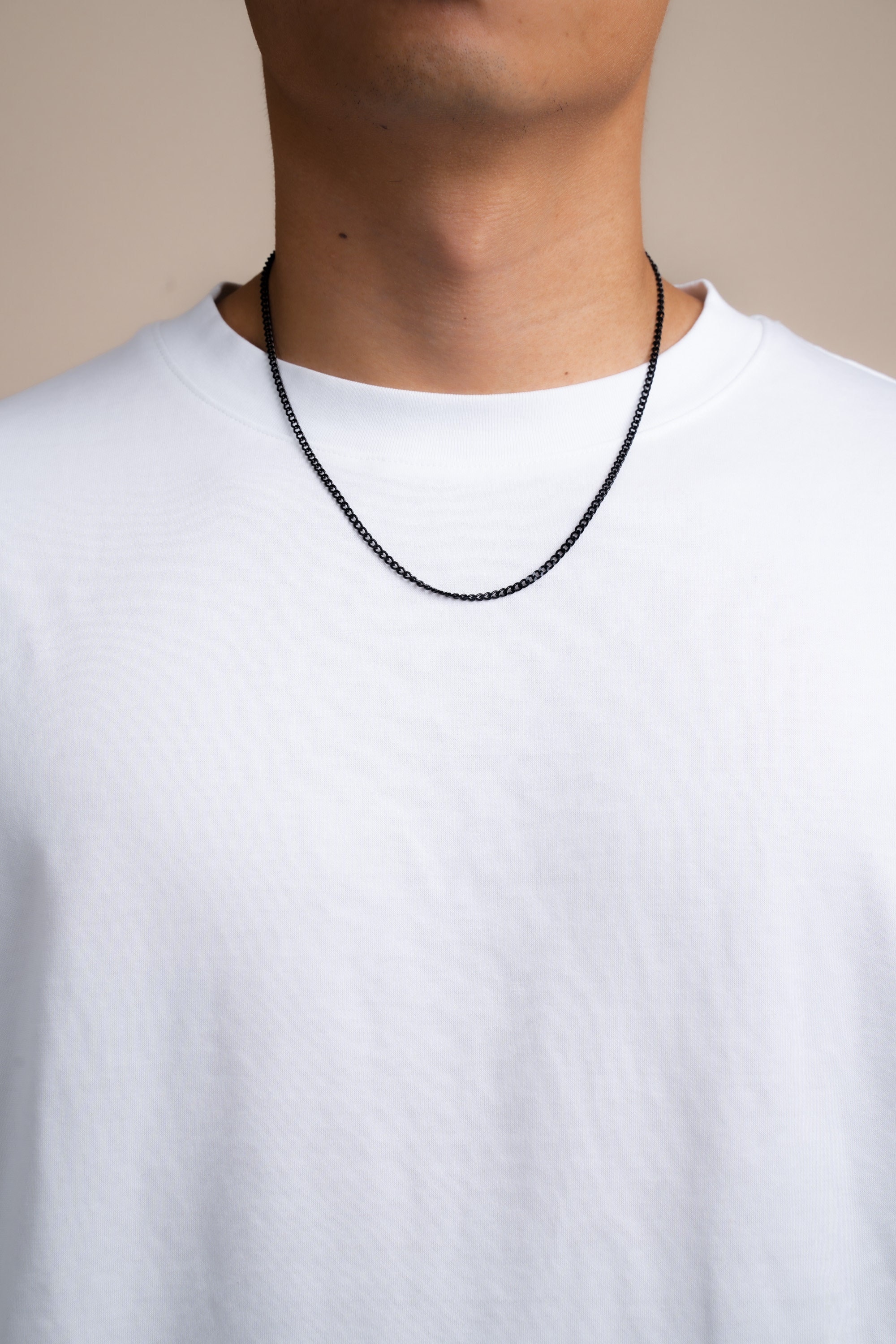 Black Curb Chain 3 Mm Black Stainless Steel Chain, Men's Jewelry, Black ...