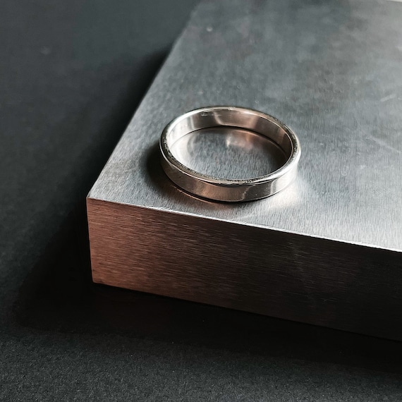 Sterling Silver Band 4.5 mm 925 Silver Wedding Band Thick Silver Ring Flat Silver Band Men s Wedding Band Silver Men s Ring Etsy