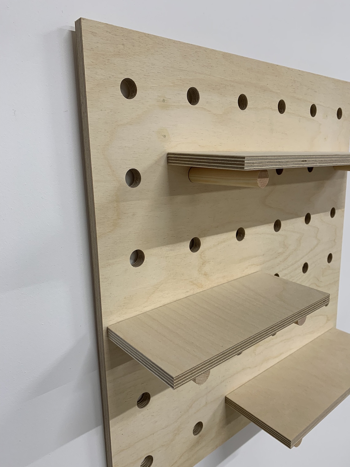 Birch Pegboard Pegboard Wall Storage Custom Pegboard Shelving - Etsy