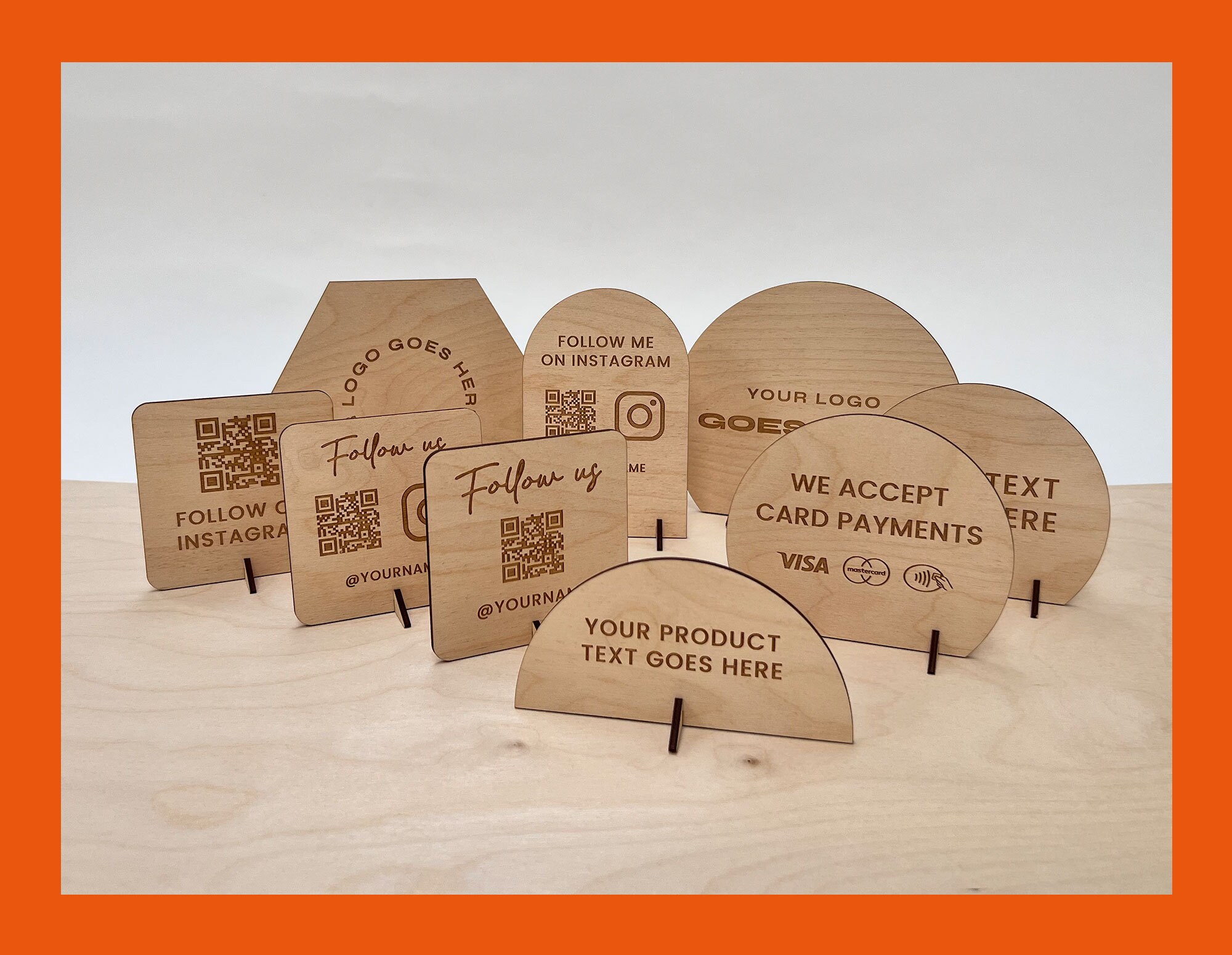 Laser Etched Plywood Wooden Card Payment Sign / Market Stall / Craft ...