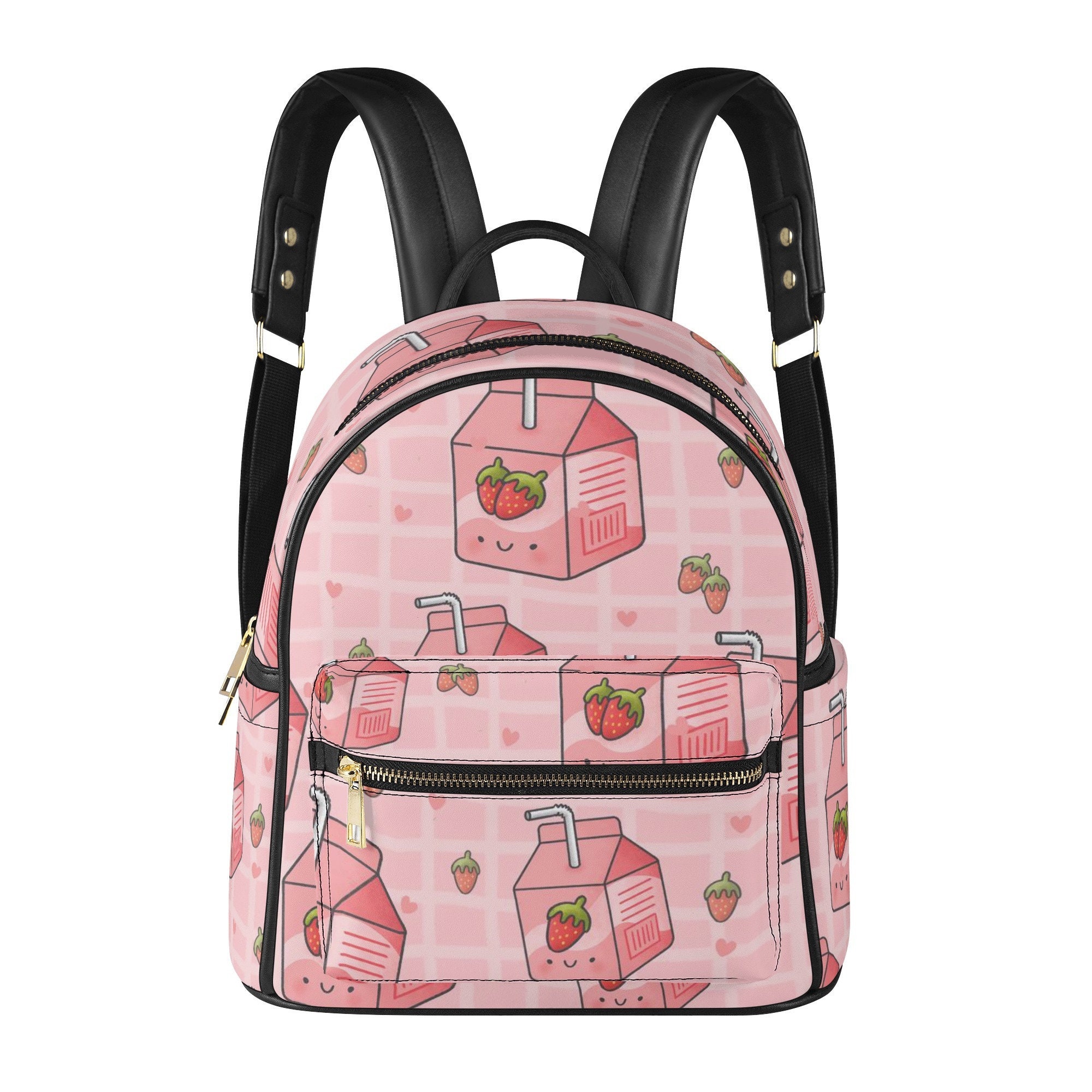 Mini Pink Strawberry Milk Backpack, Japanese Kawaii Aesthetic Bag for ...