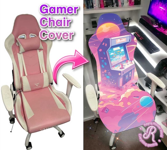 Vaporwave Arcade Console Retro Gamer Chair Cover Pink Gaming Room Chair Decor Kawaii Gamer Gift Universal Size Fit All Gamer Chairs Etsy UK