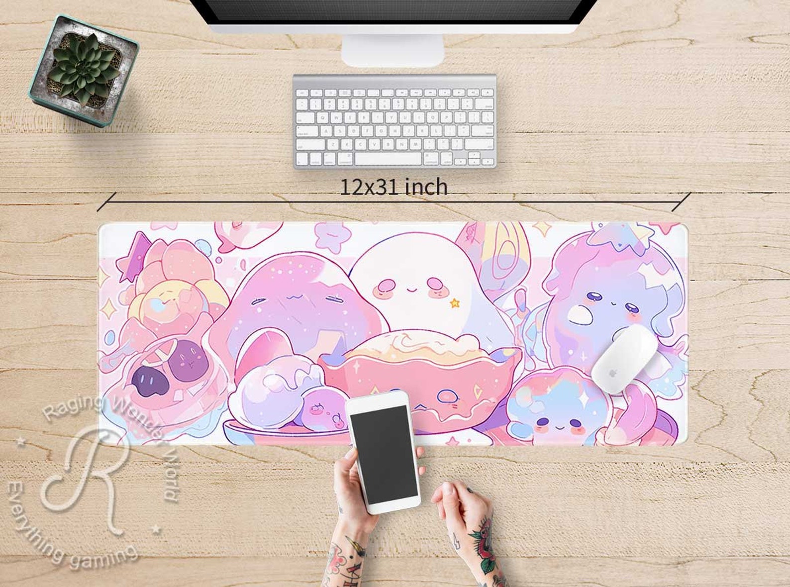 Kawaii Aesthetic Anime Jello Characters Desk Mat Cute, Japanese Cute ...