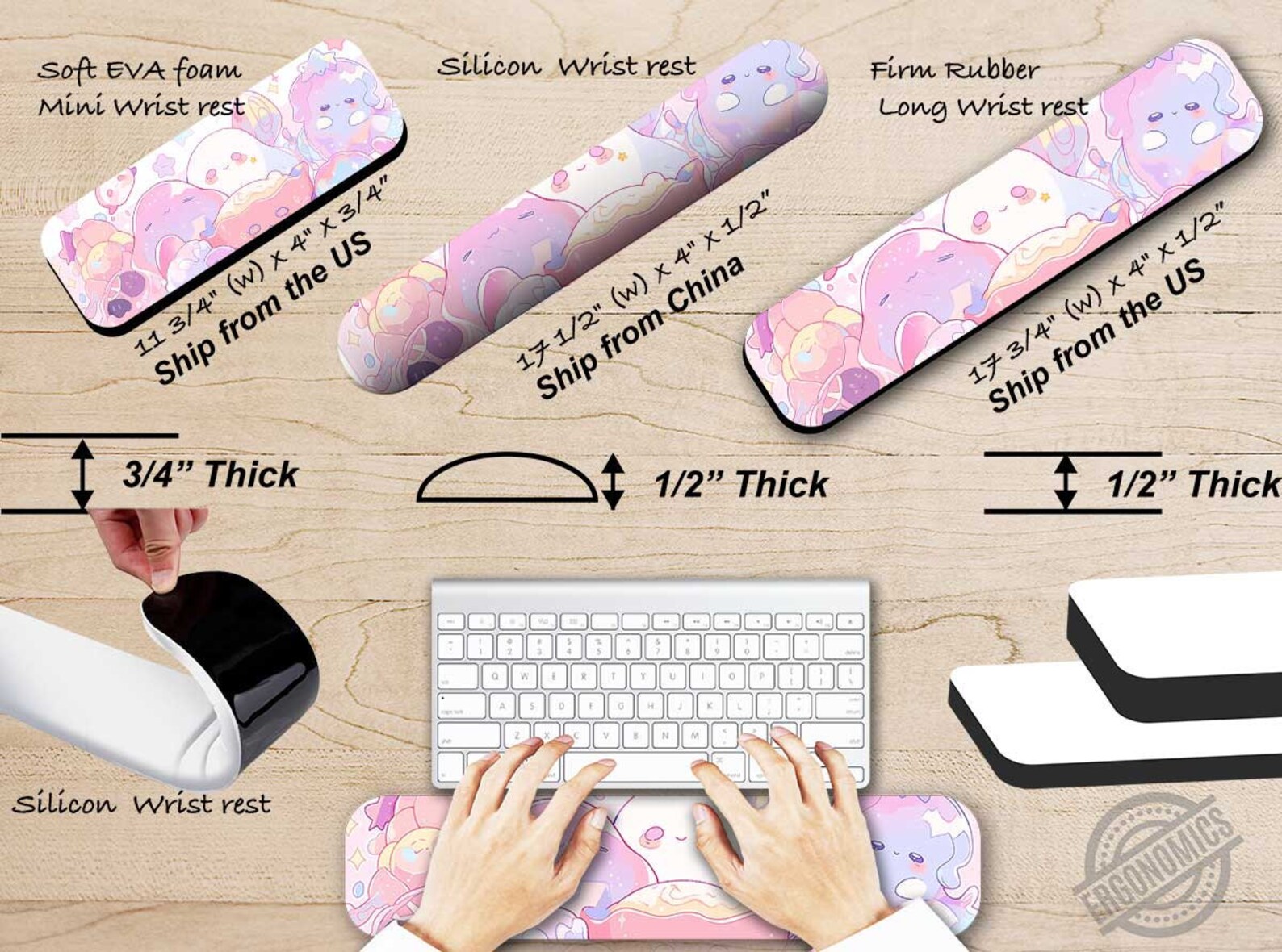 Kawaii Aesthetic Anime Jello Characters Desk Mat Cute, Japanese Cute ...