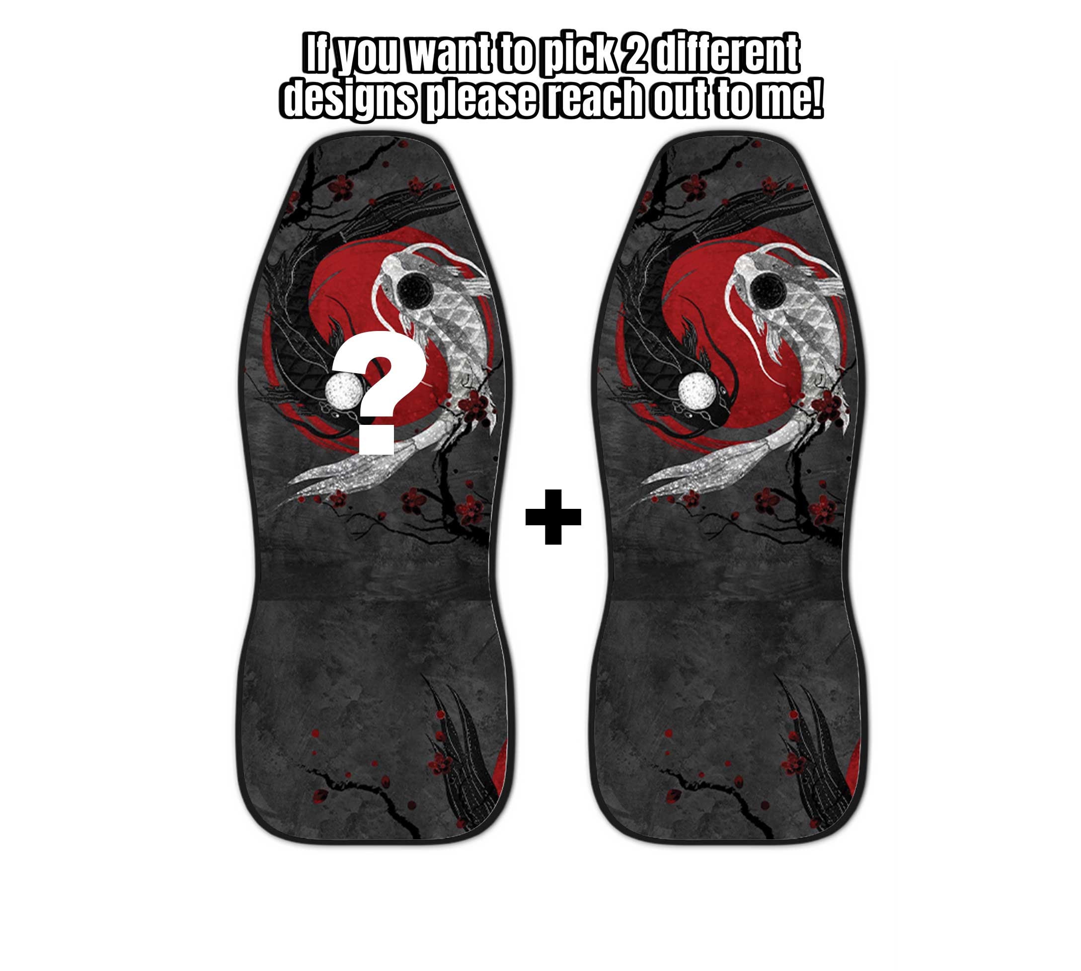 Black Red Japanese Koi Fish Gamer Seat Cover, Gaming Room Chair Decor ...