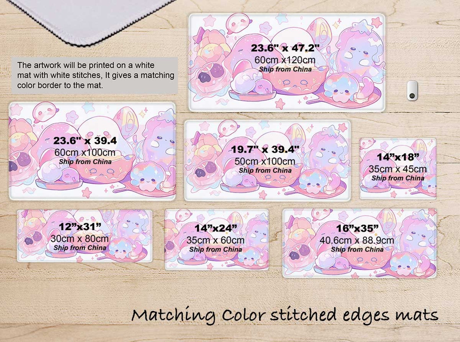 Kawaii Aesthetic Anime Jello Characters Desk Mat Cute - Etsy