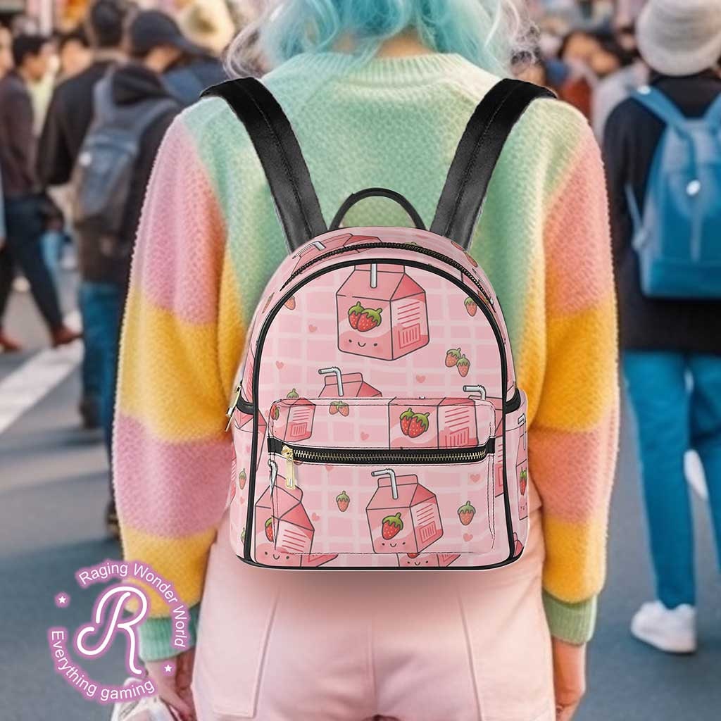 Mini Pink Strawberry Milk Backpack, Japanese Kawaii Aesthetic Bag for ...