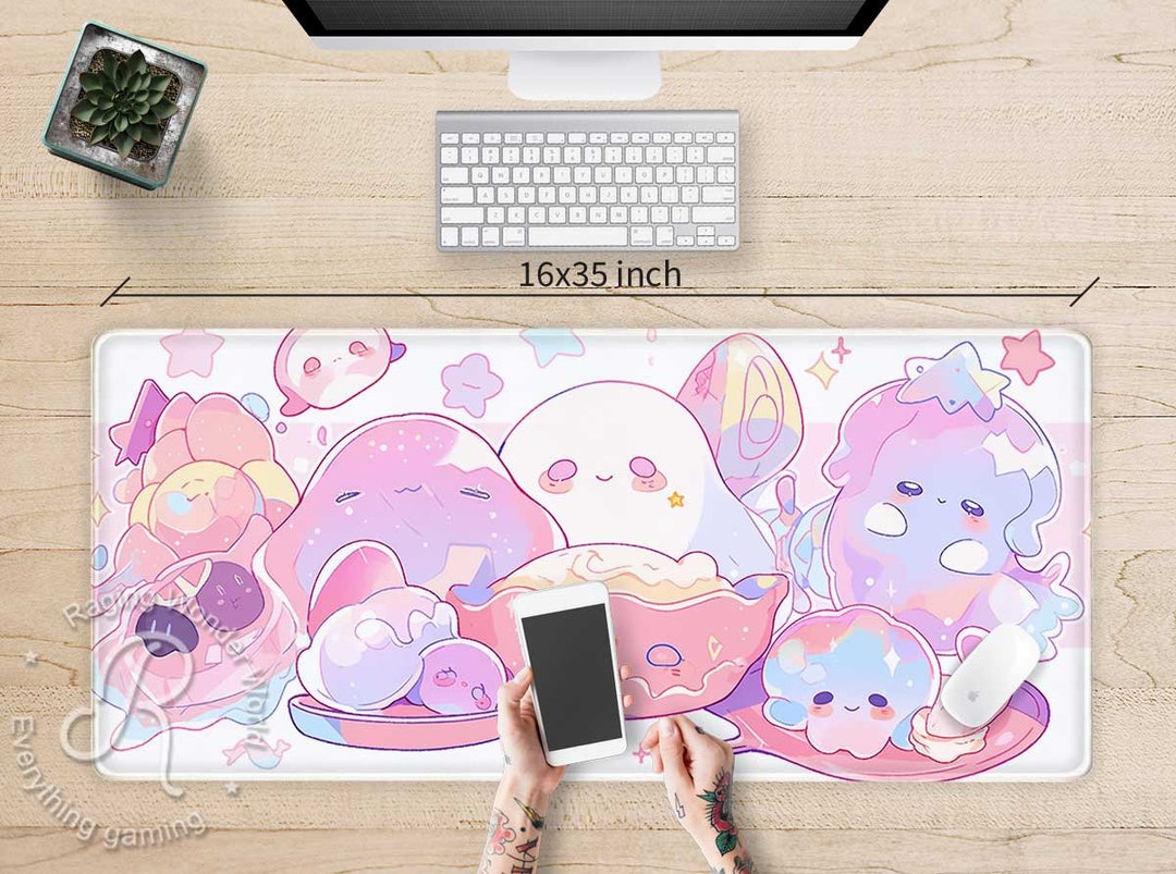 Kawaii Aesthetic Anime Jello Characters Desk Mat Cute, Japanese Cute ...